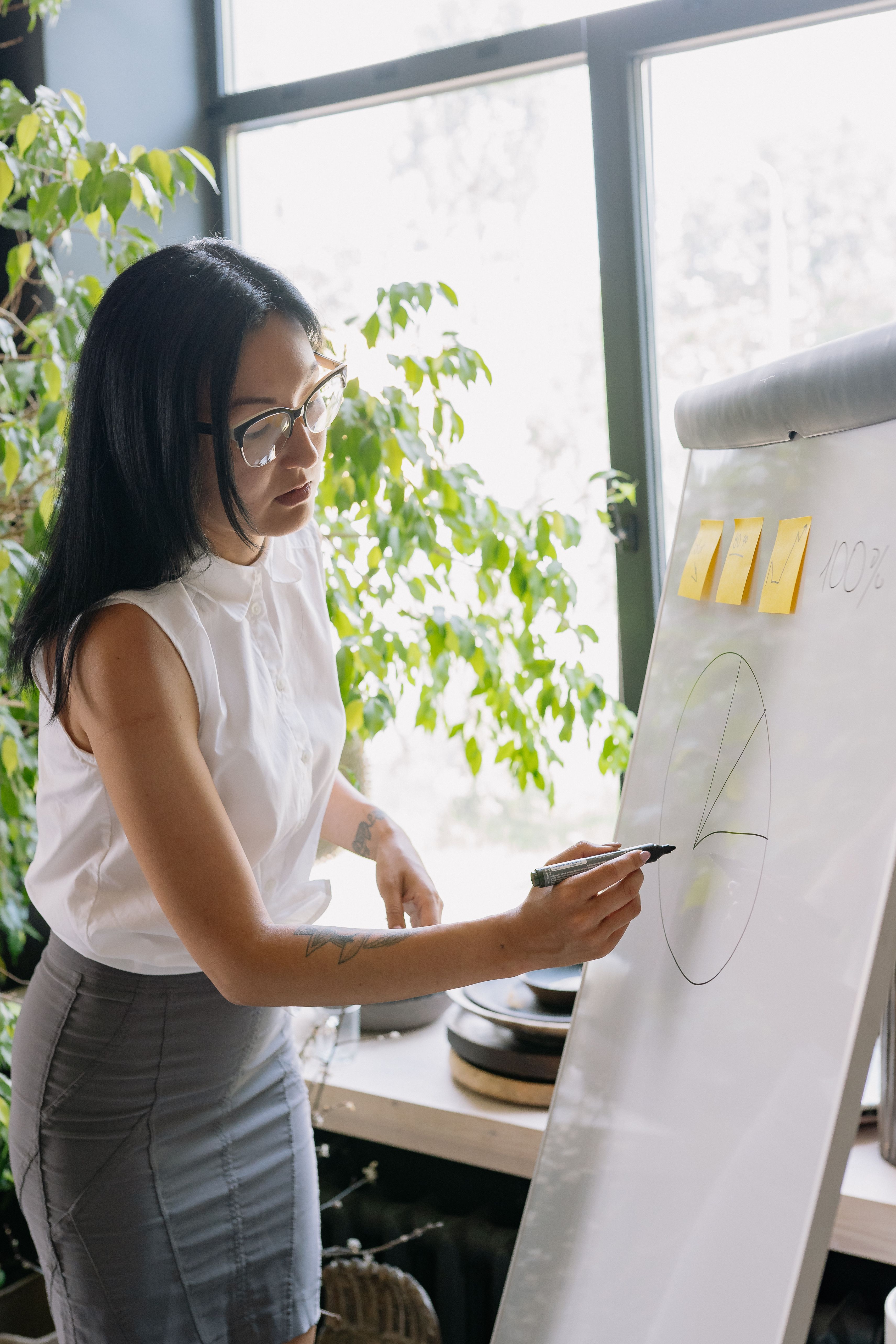 Woman Drawing on a Whiteboard · Free Stock Photo