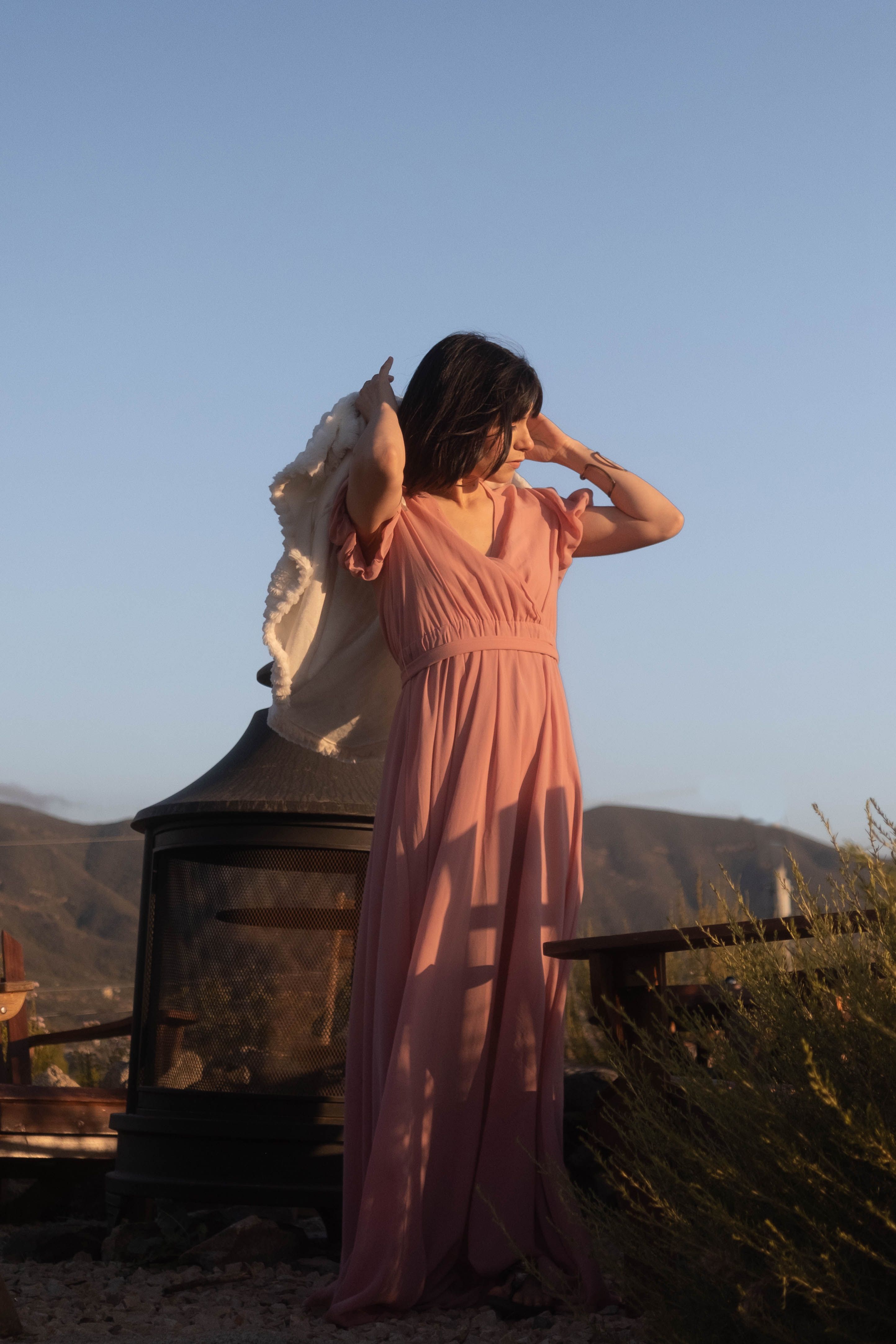 Woman in Pink Vintage Dress Smiling · Free Stock Photo