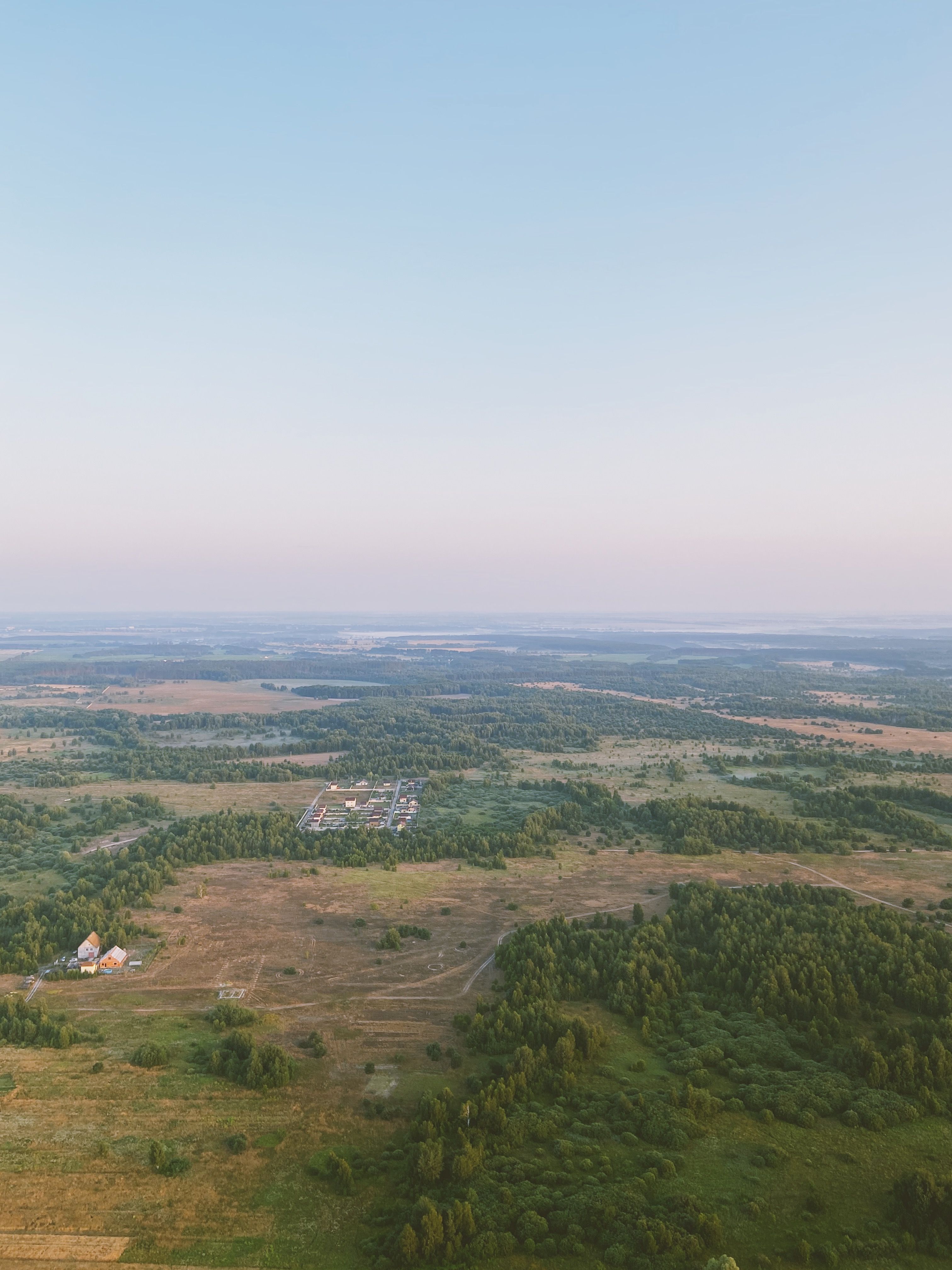 Aerial view of the countryside and fields · Free Stock Photo