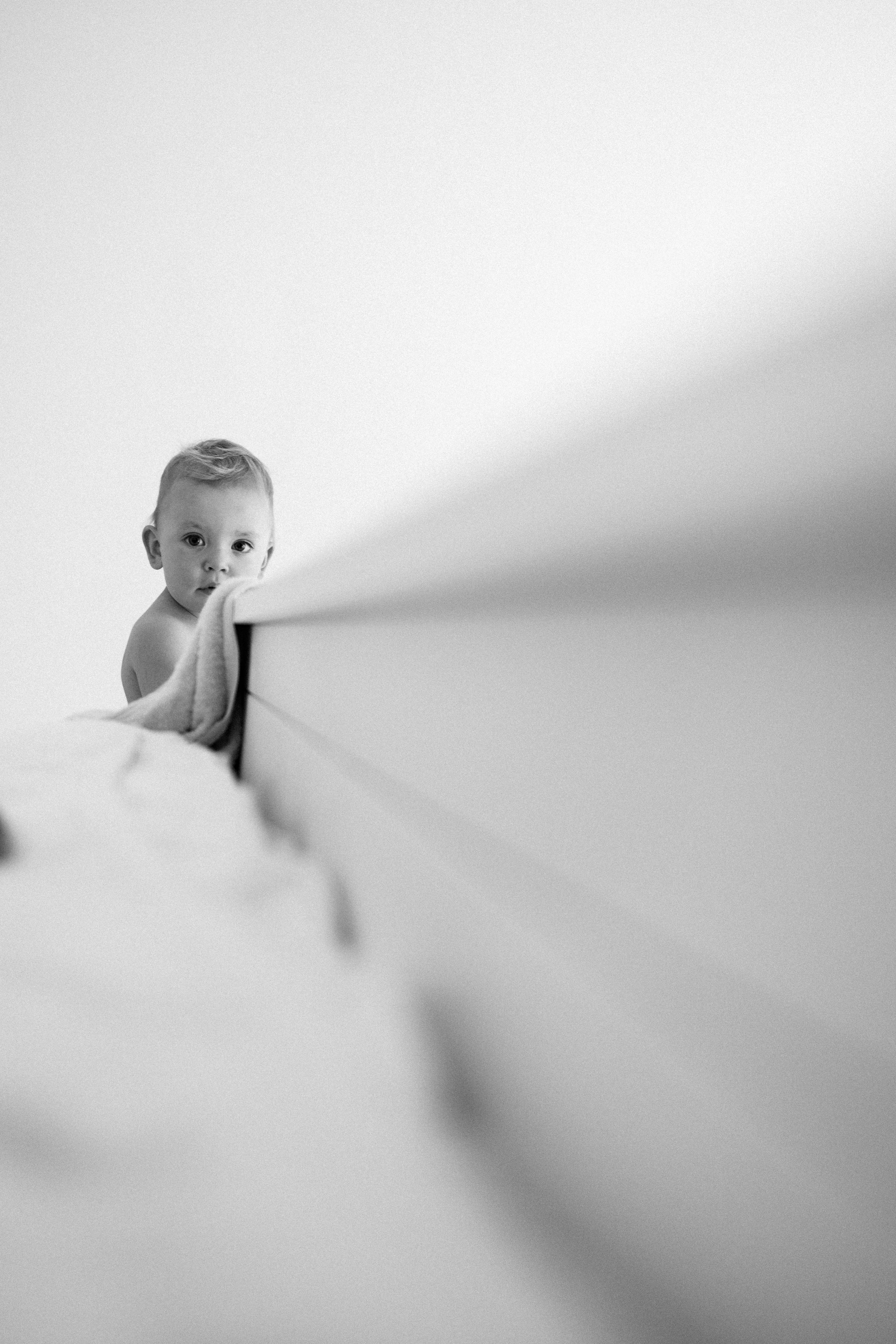 Grayscale Photo of a Kid · Free Stock Photo