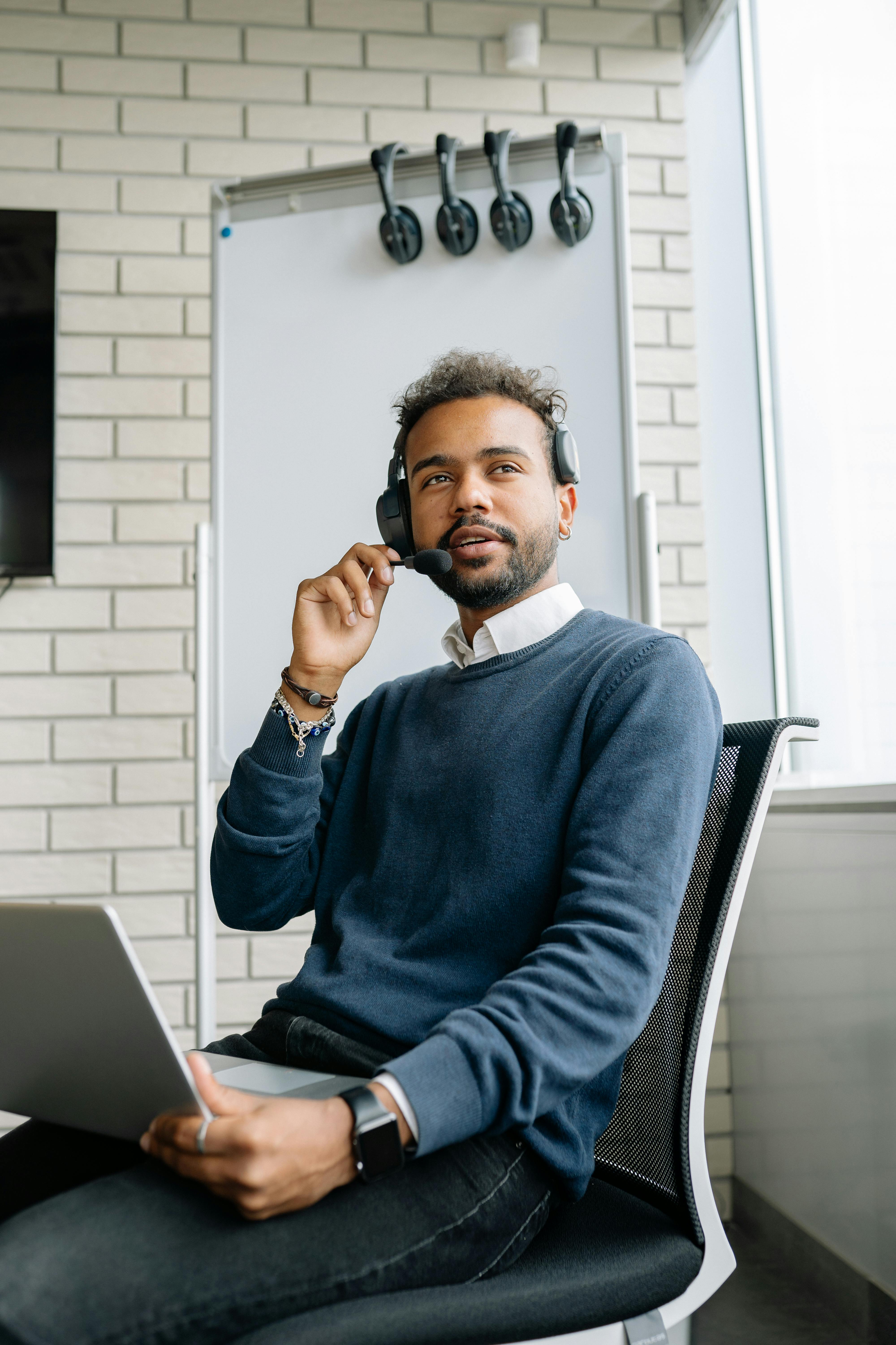 Man Sitting on Chair with Laptop · Free Stock Photo