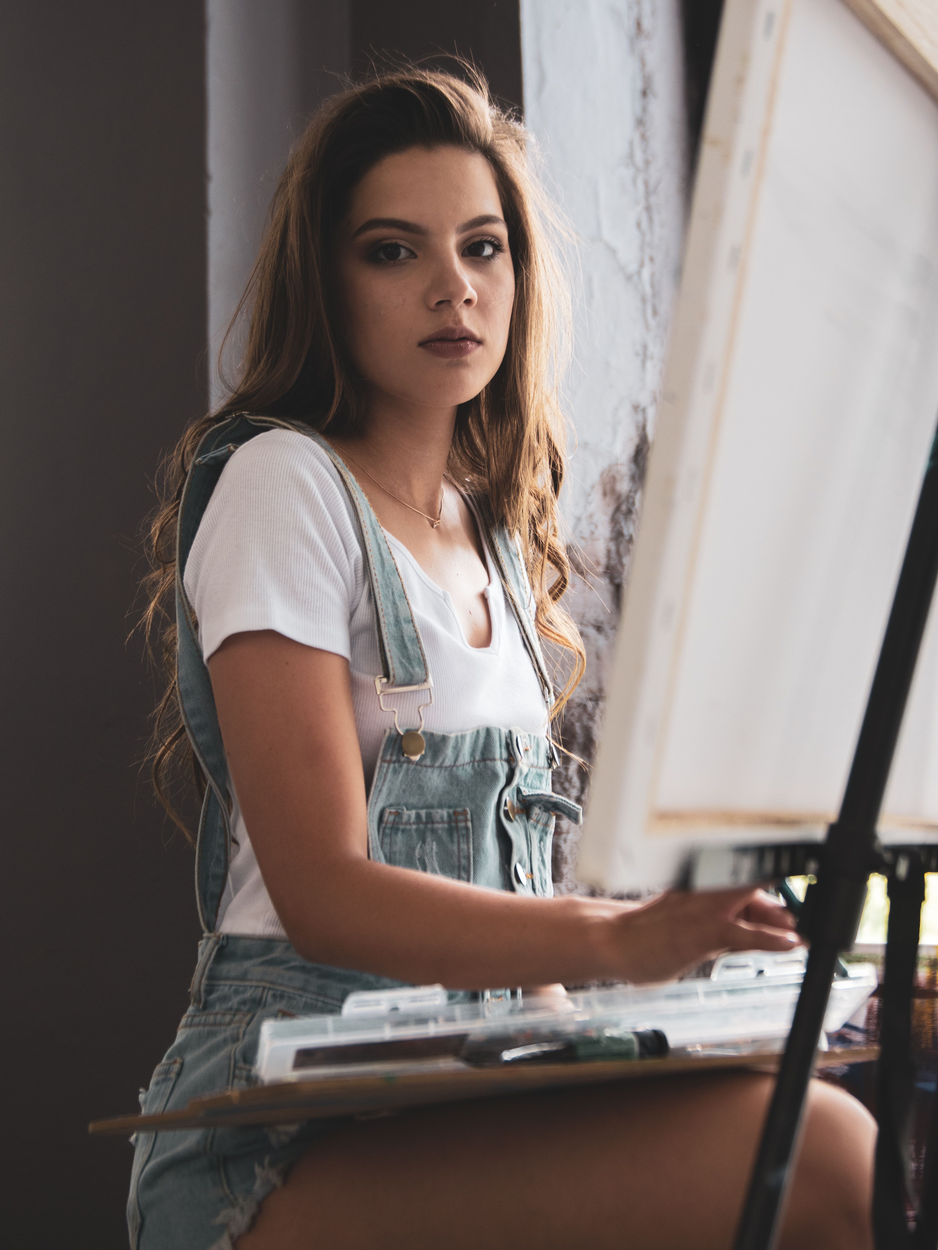 Woman Painting Outside Garden · Free Stock Photo