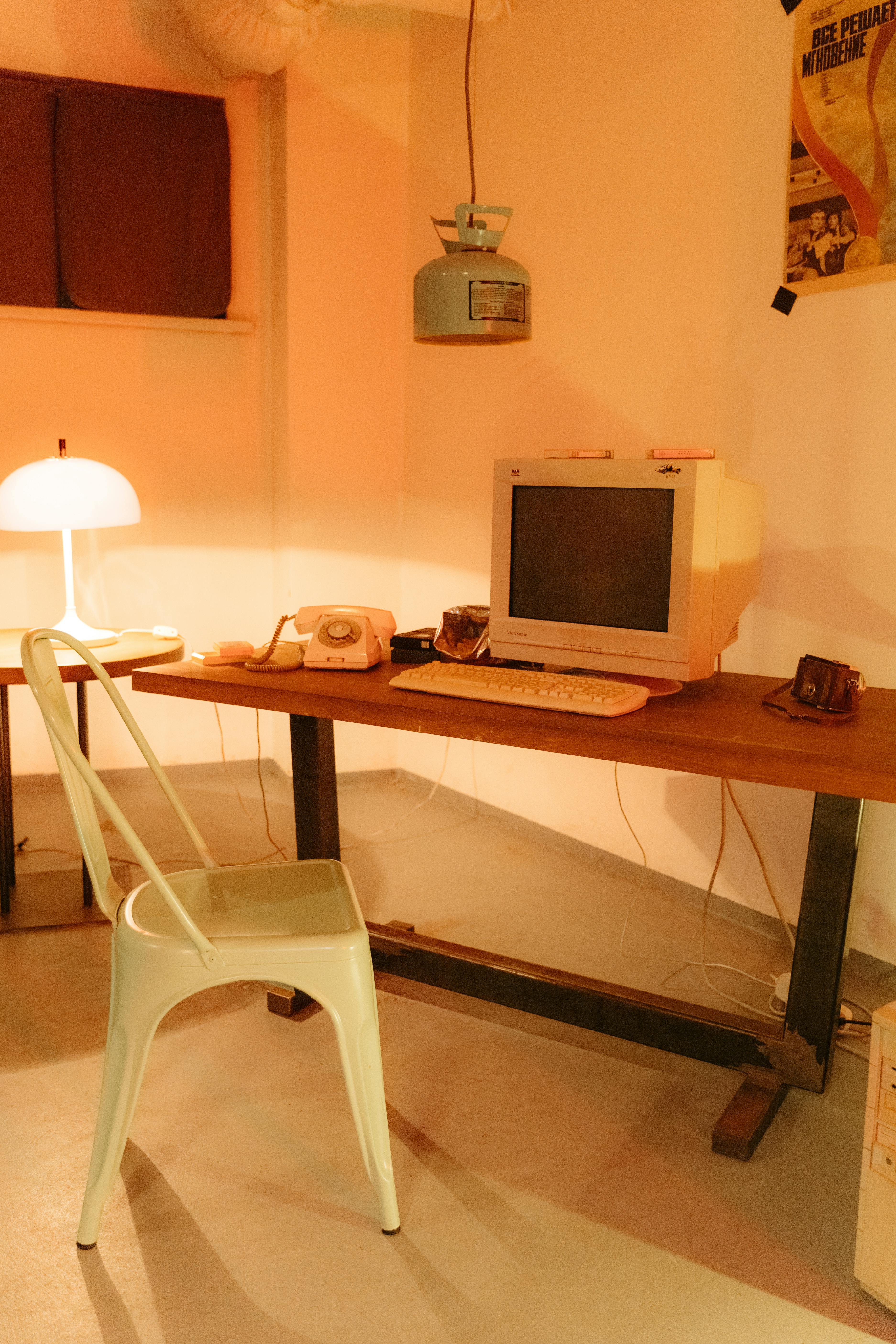 Room with Desk and Vintage Monitor · Free Stock Photo