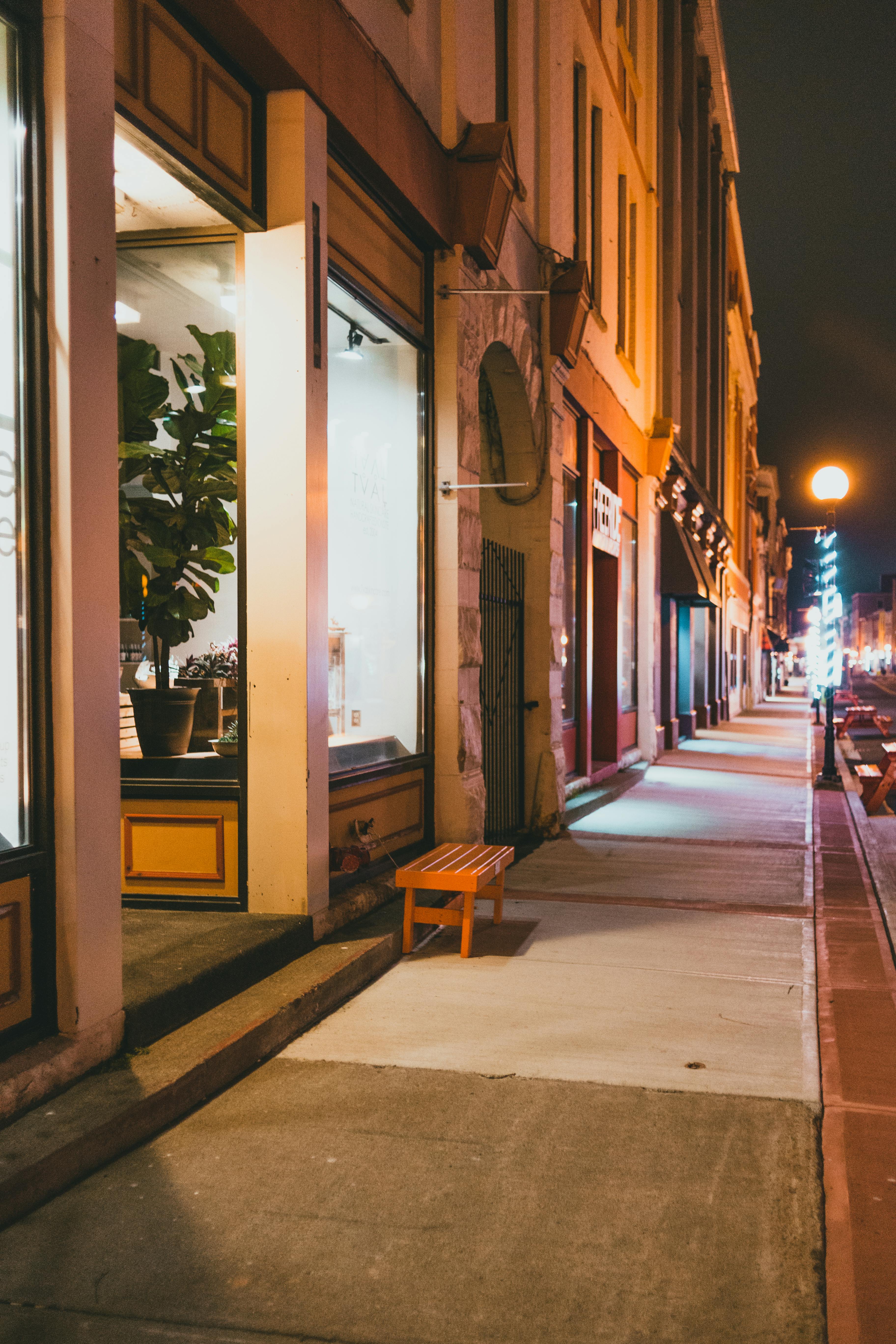 Empty Street and Sidewalk at Night · Free Stock Photo
