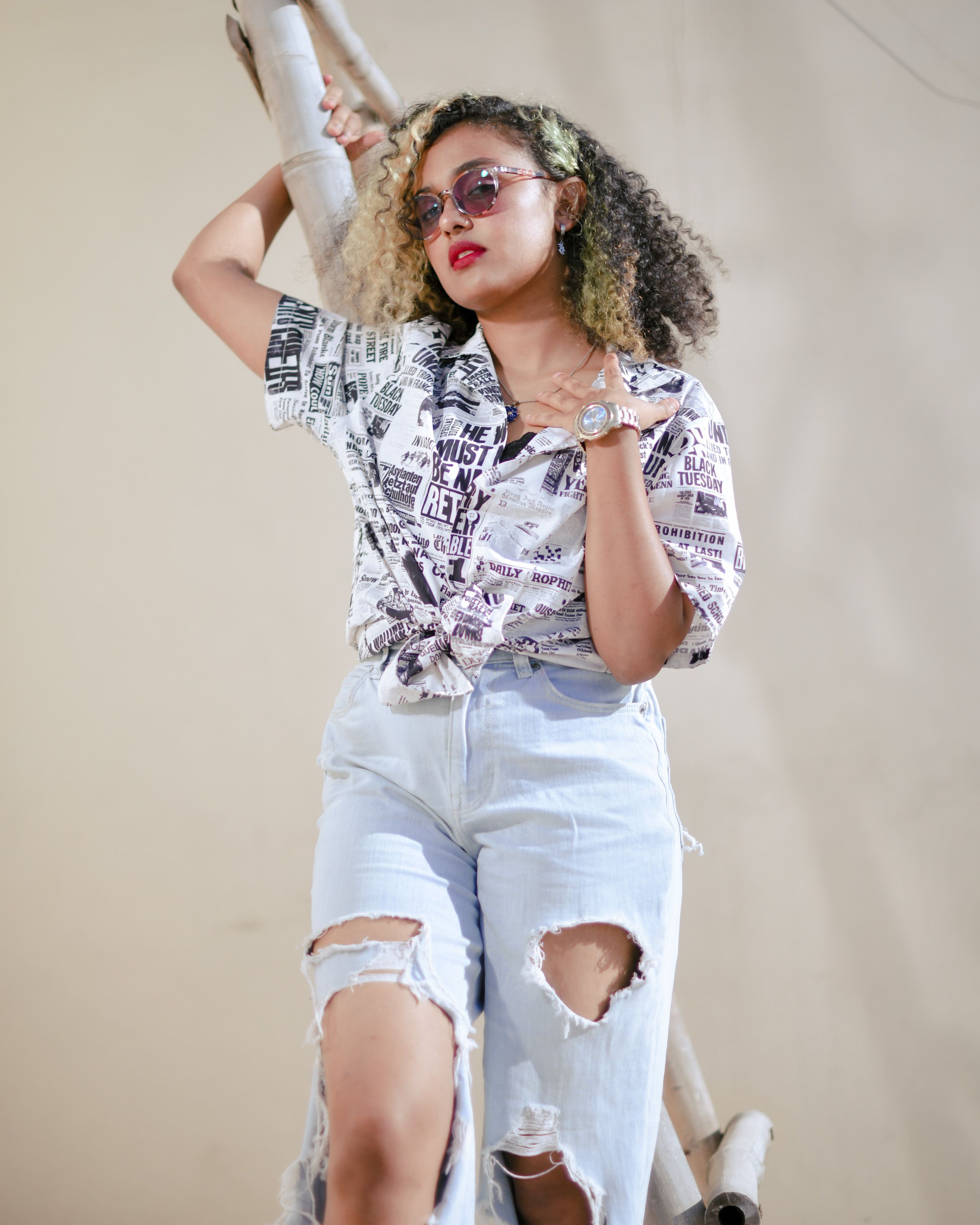 Smiling Model in Denim Outfit · Free Stock Photo