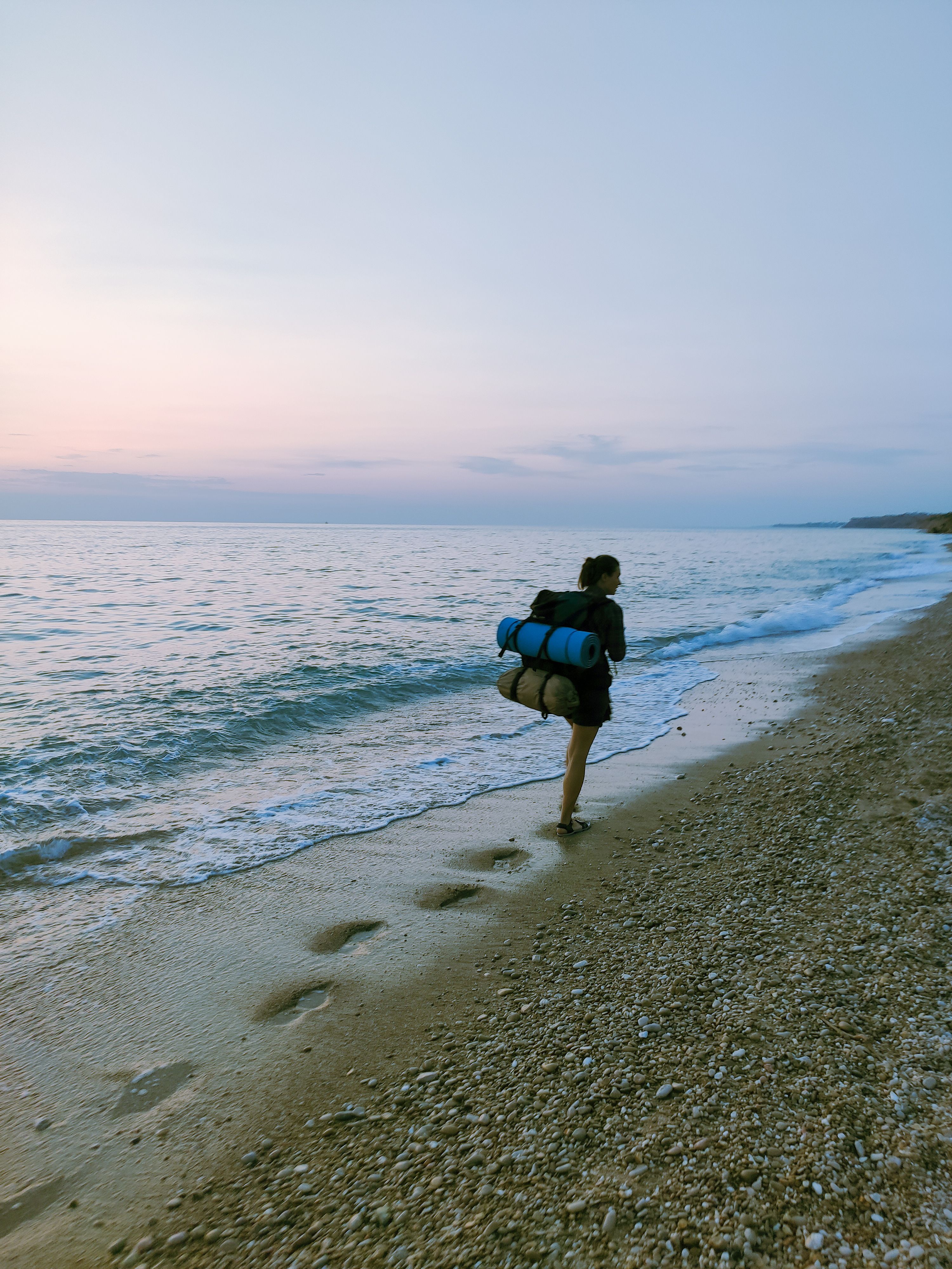 Back View of Person Posing on Windswept Beach · Free Stock Photo