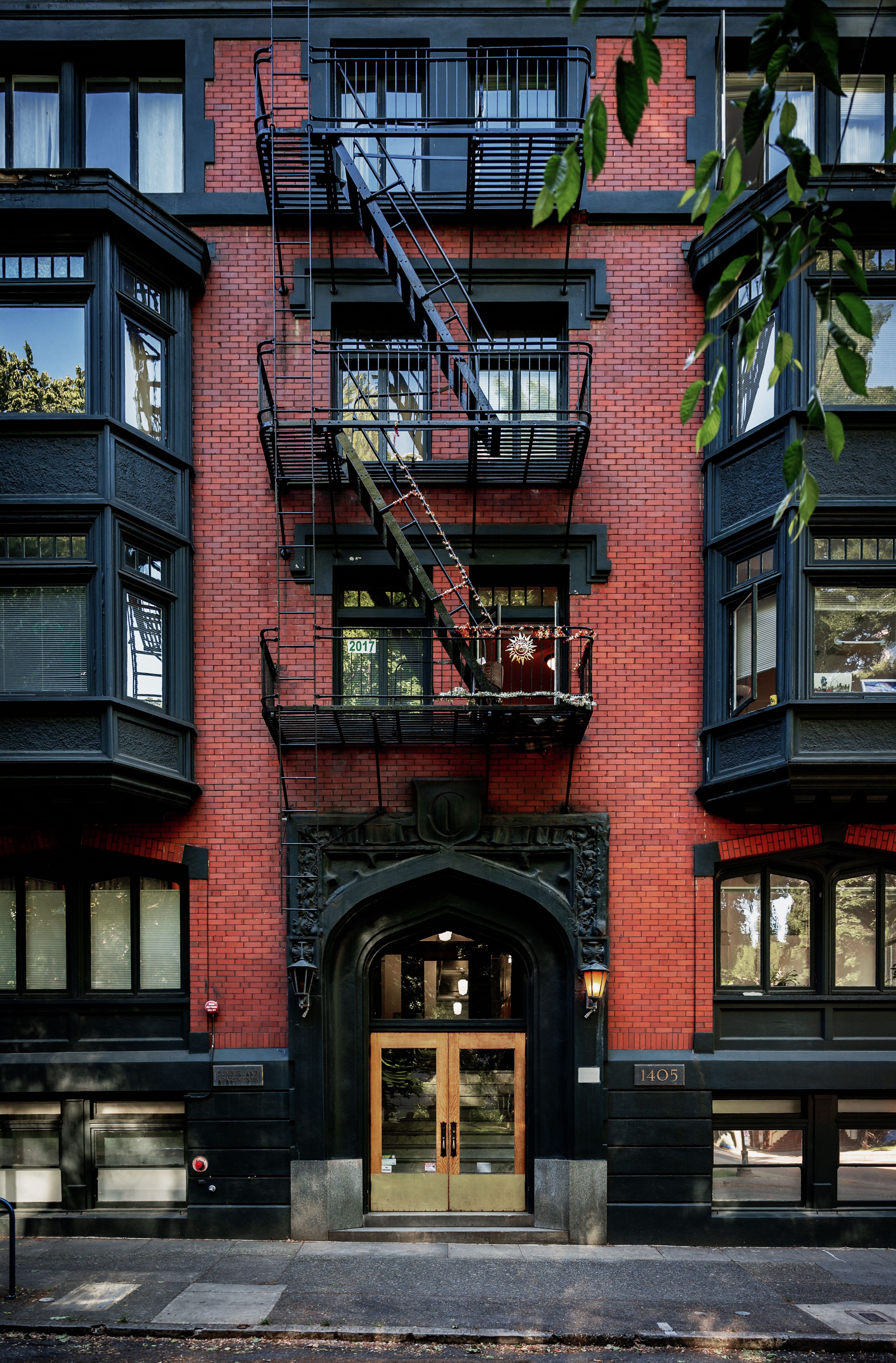 Front Elevation of Residential Building with Fire Stairs · Free Stock Photo