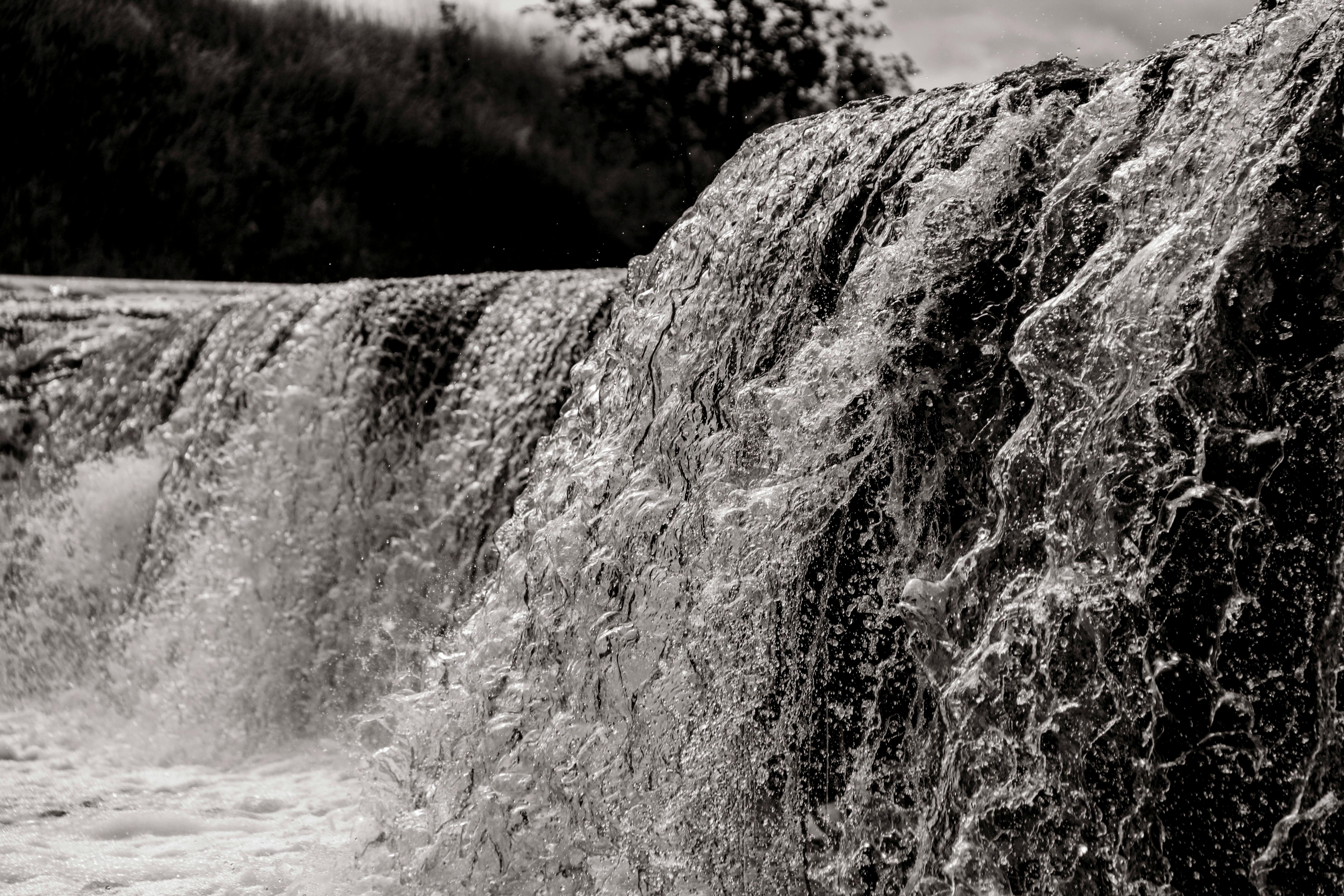 Grayscale Photo of Waterfalls · Free Stock Photo
