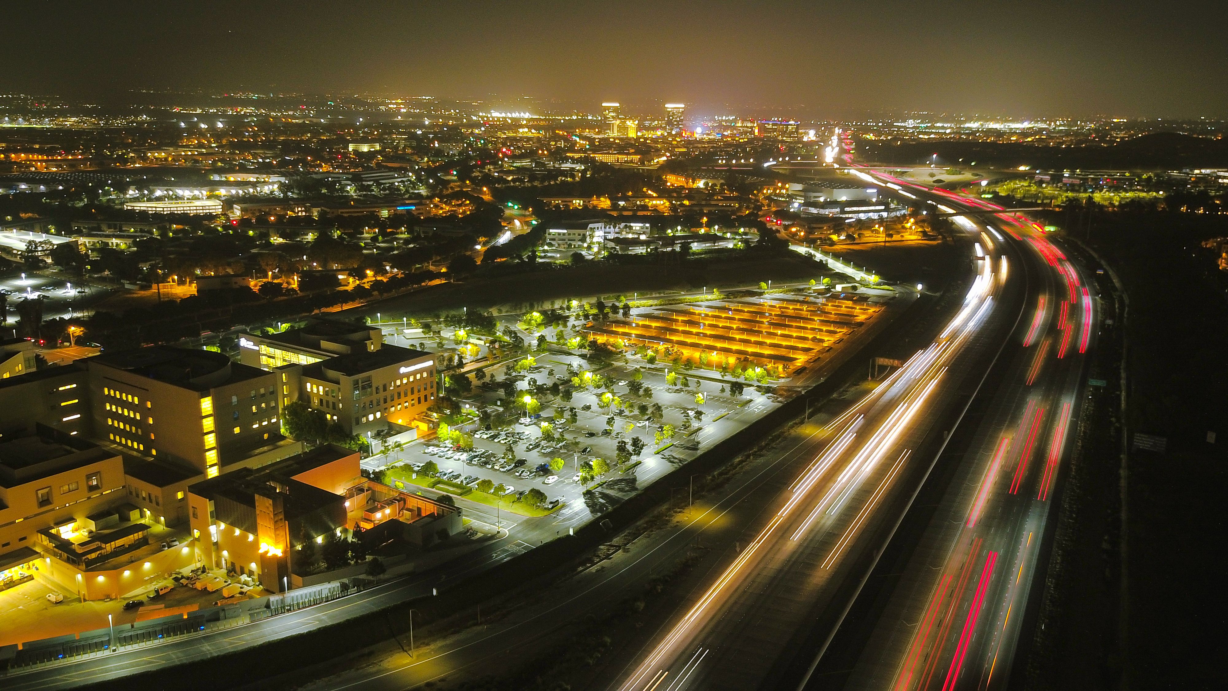 Aerial Shot of Cars Parked at the Roadside during Night Time · Free ...