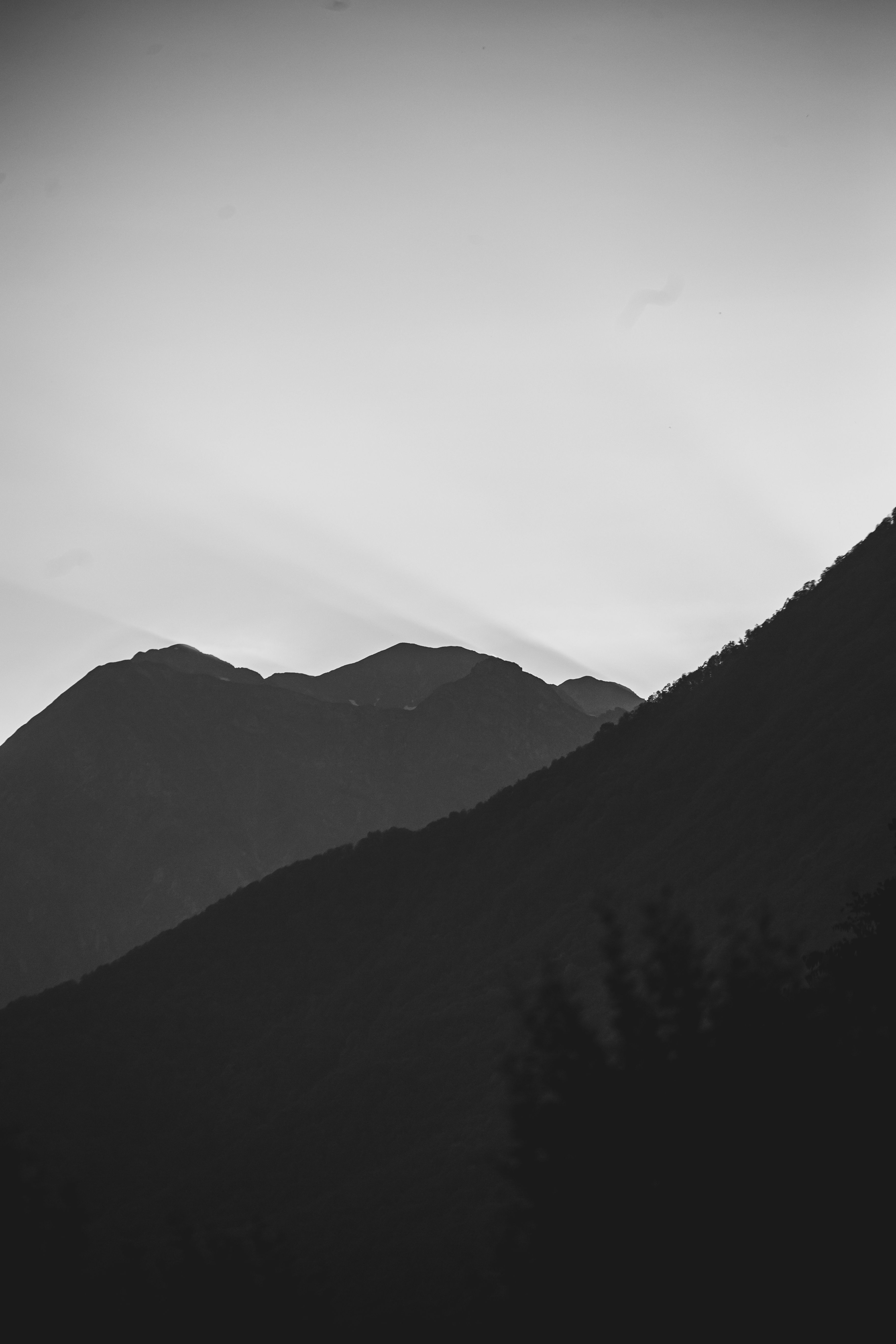 Grayscale Photo of Mountains · Free Stock Photo