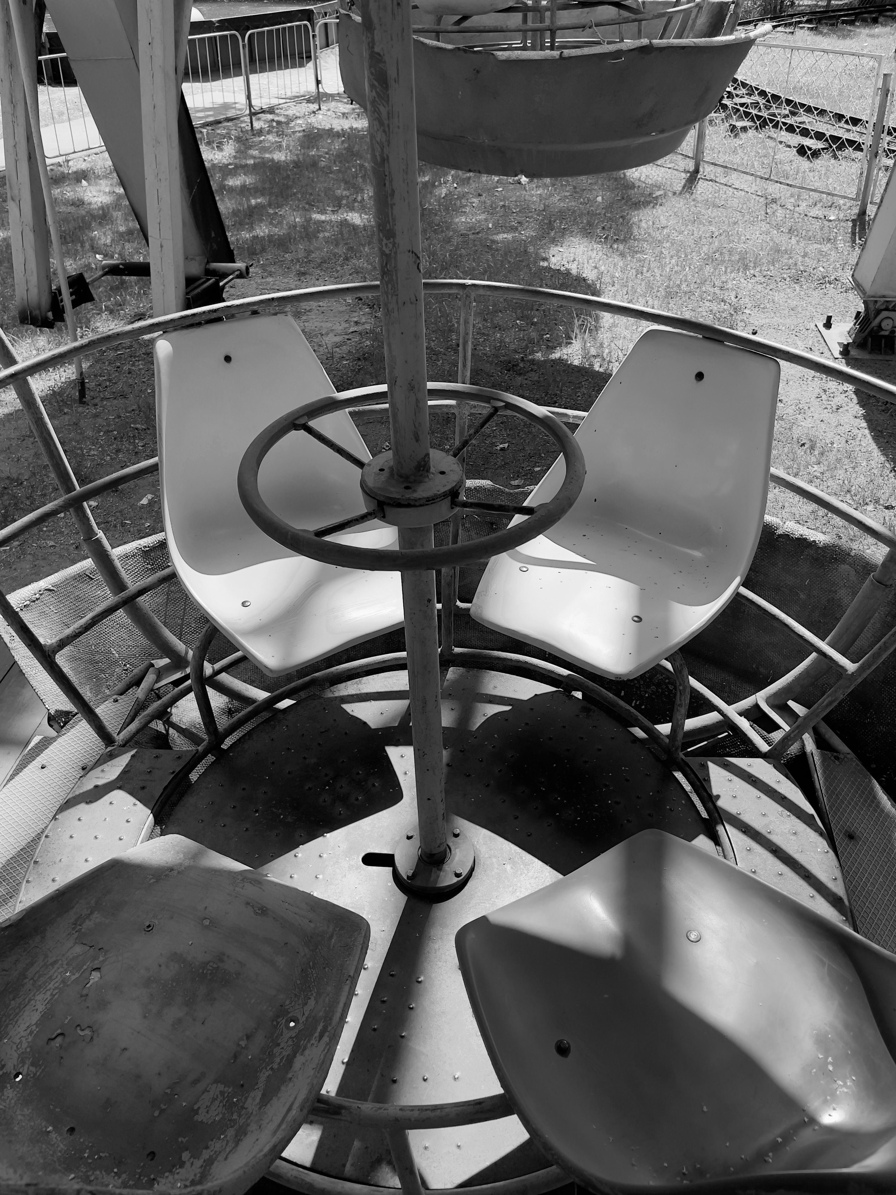 Grayscale Photography of an Empty Seat of an Amusement Ride · Free ...