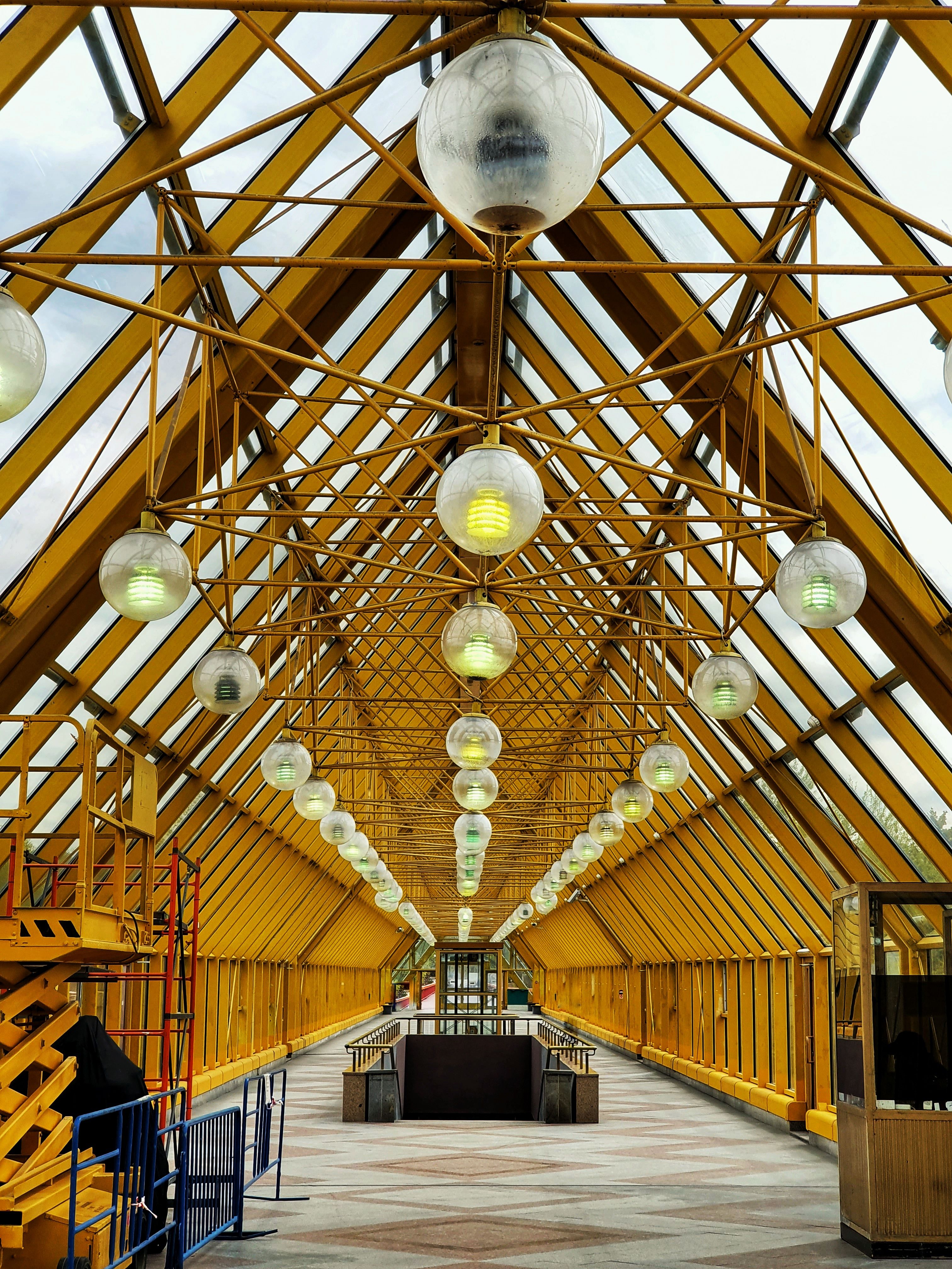 Symmetrical View of a Construction with Glass Roof · Free Stock Photo