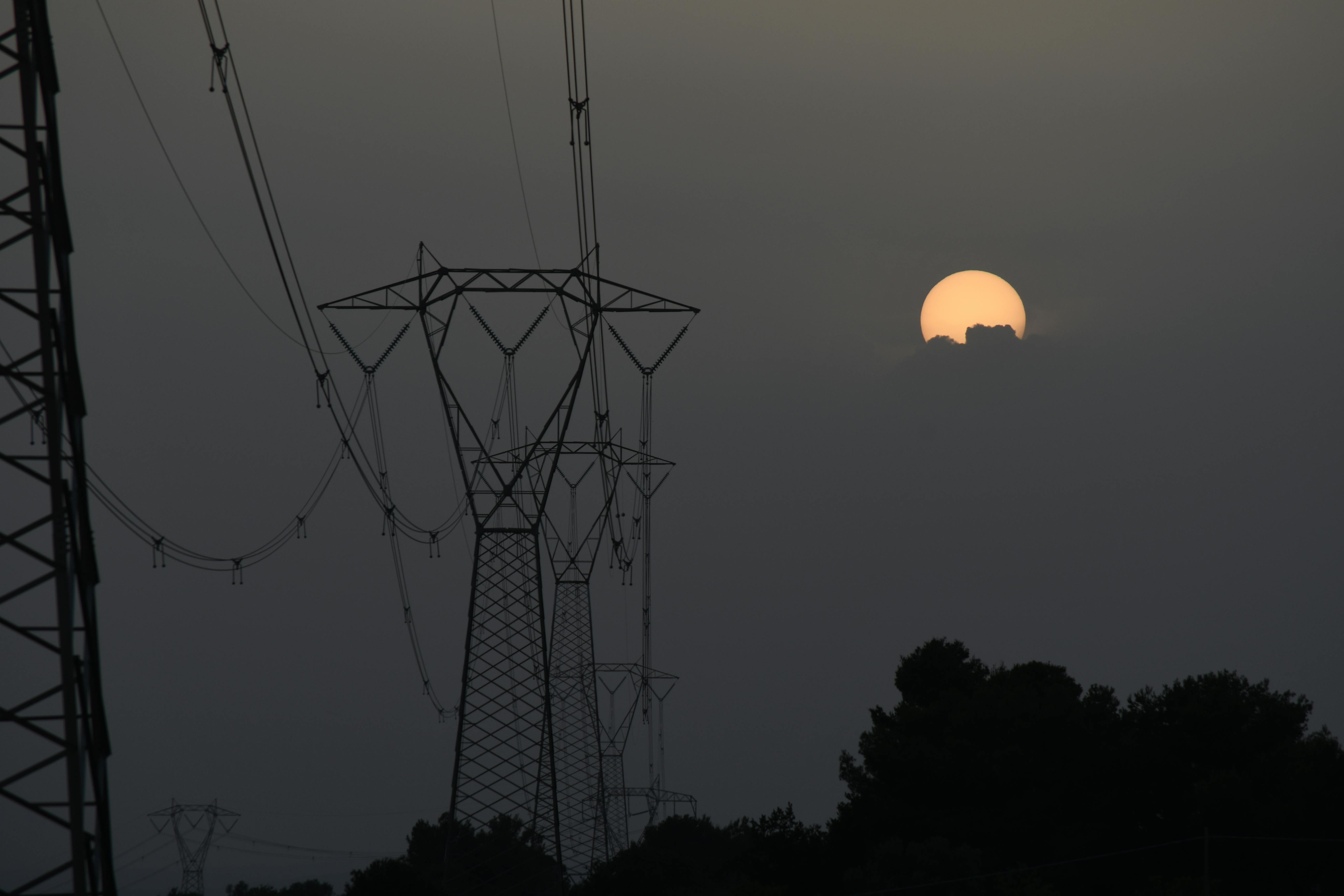 Silhouette of Power Lines at Night · Free Stock Photo