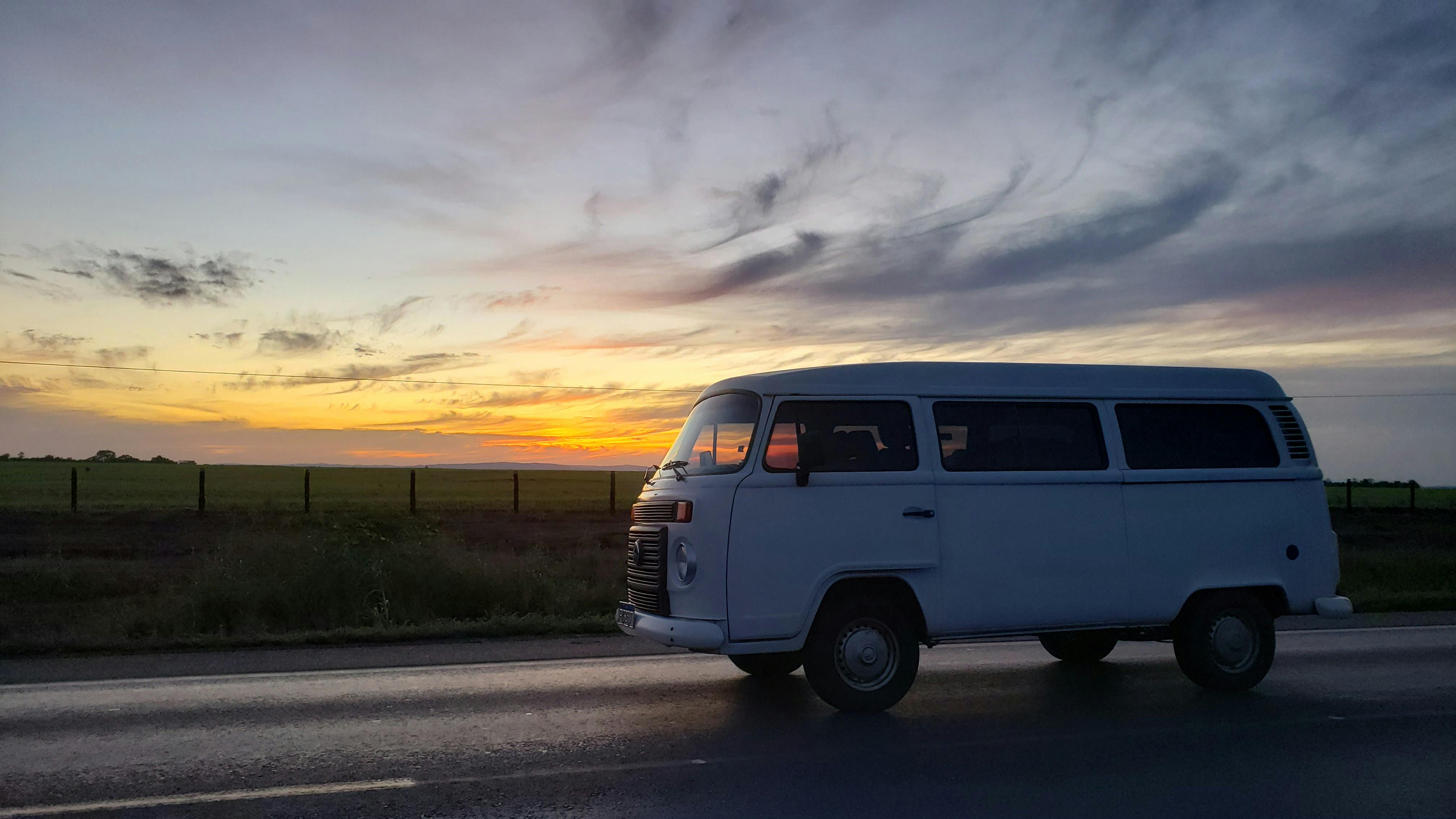 White Van on Road During Sunset · Free Stock Photo