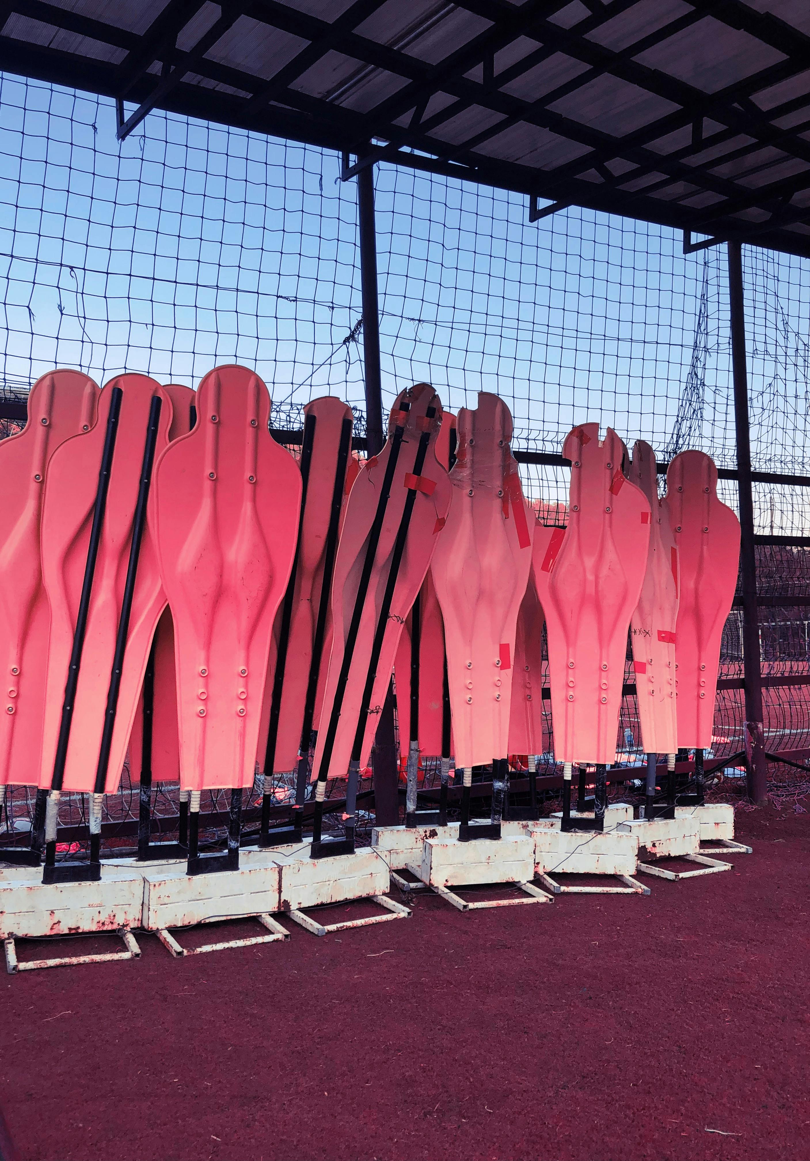 Red Standee Display on the Field · Free Stock Photo