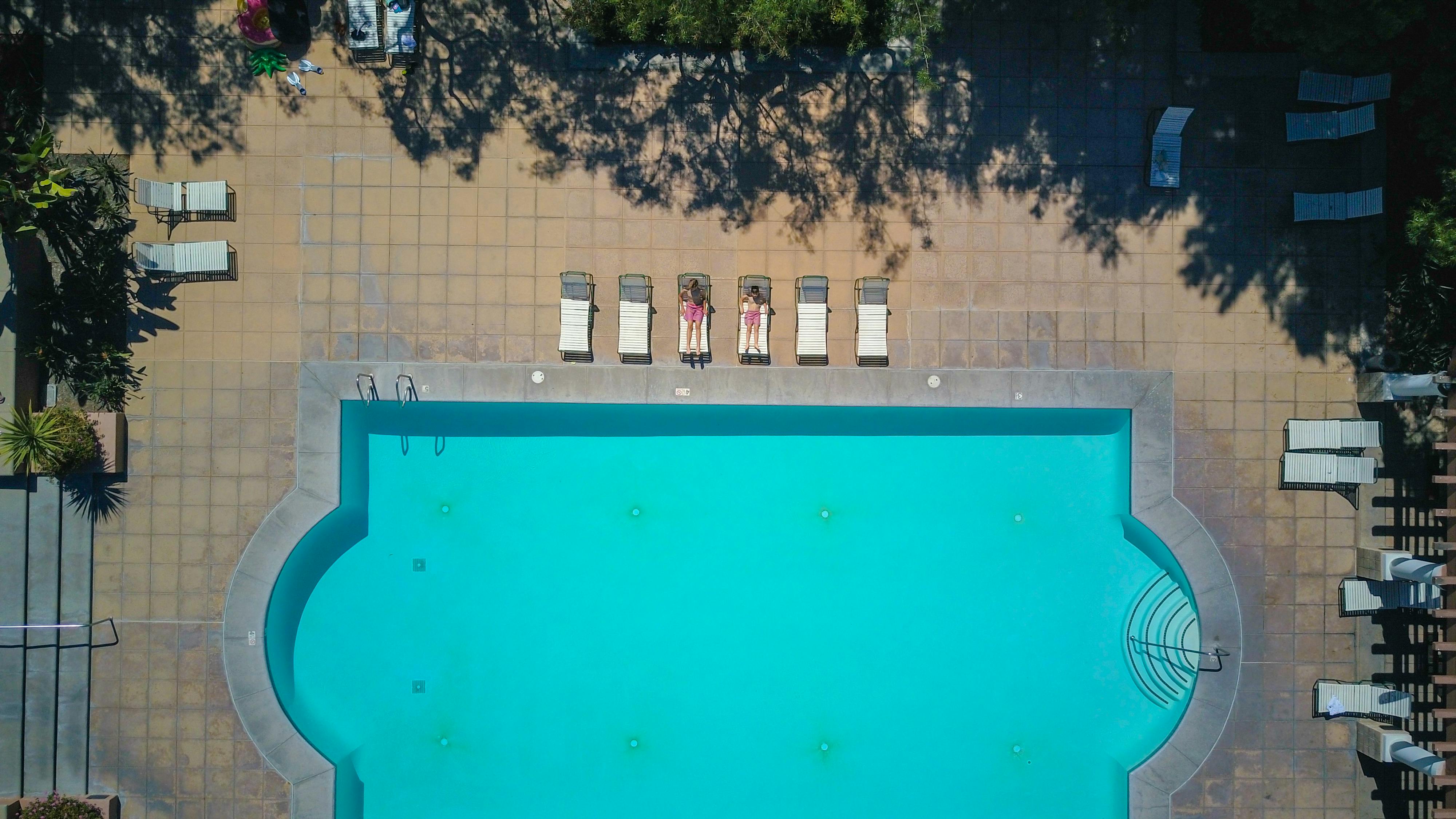 Aerial Of Swimming Pool Built on Sea Shore · Free Stock Photo