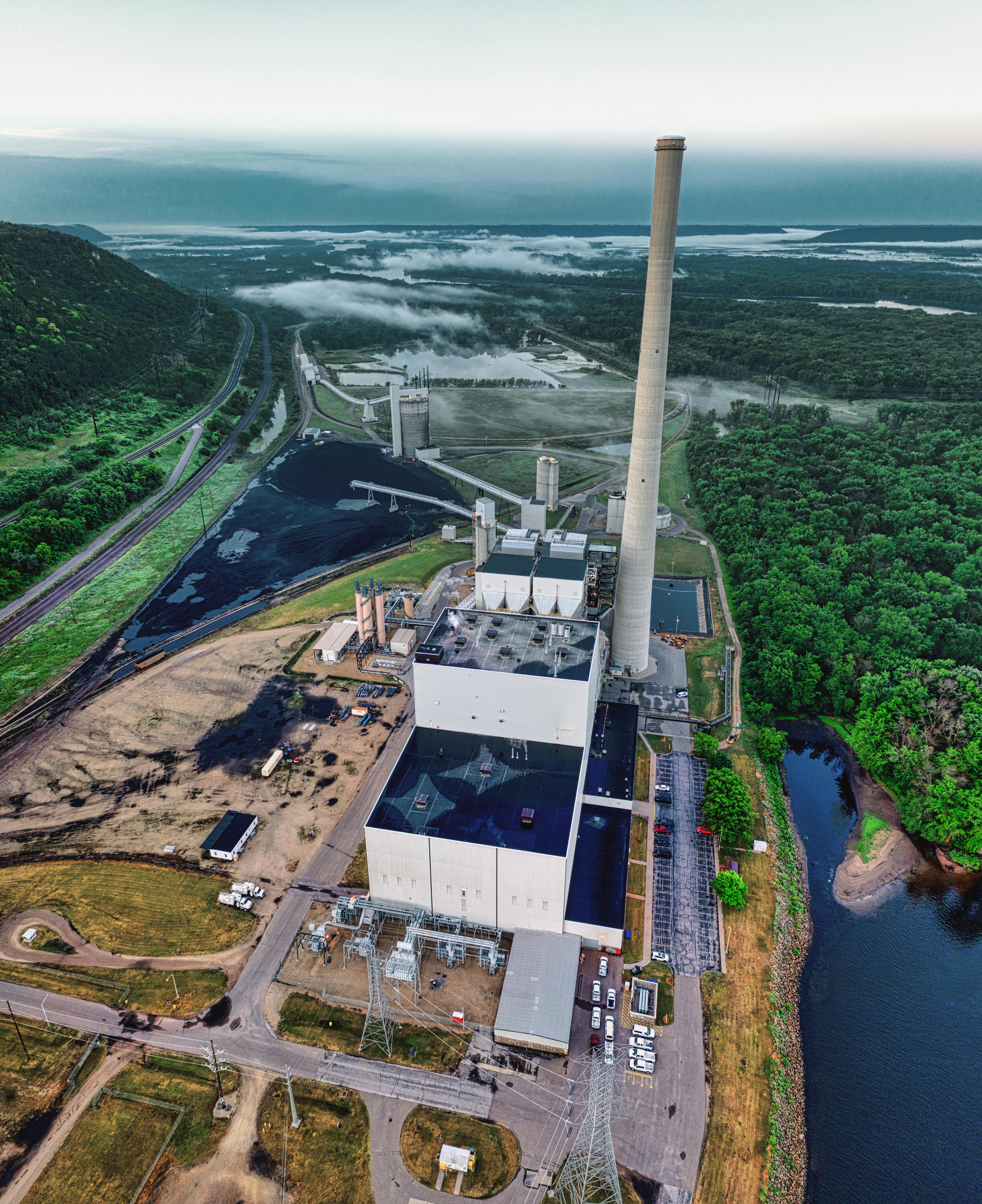 High chimneys and buildings of central heating plant from above · Free ...