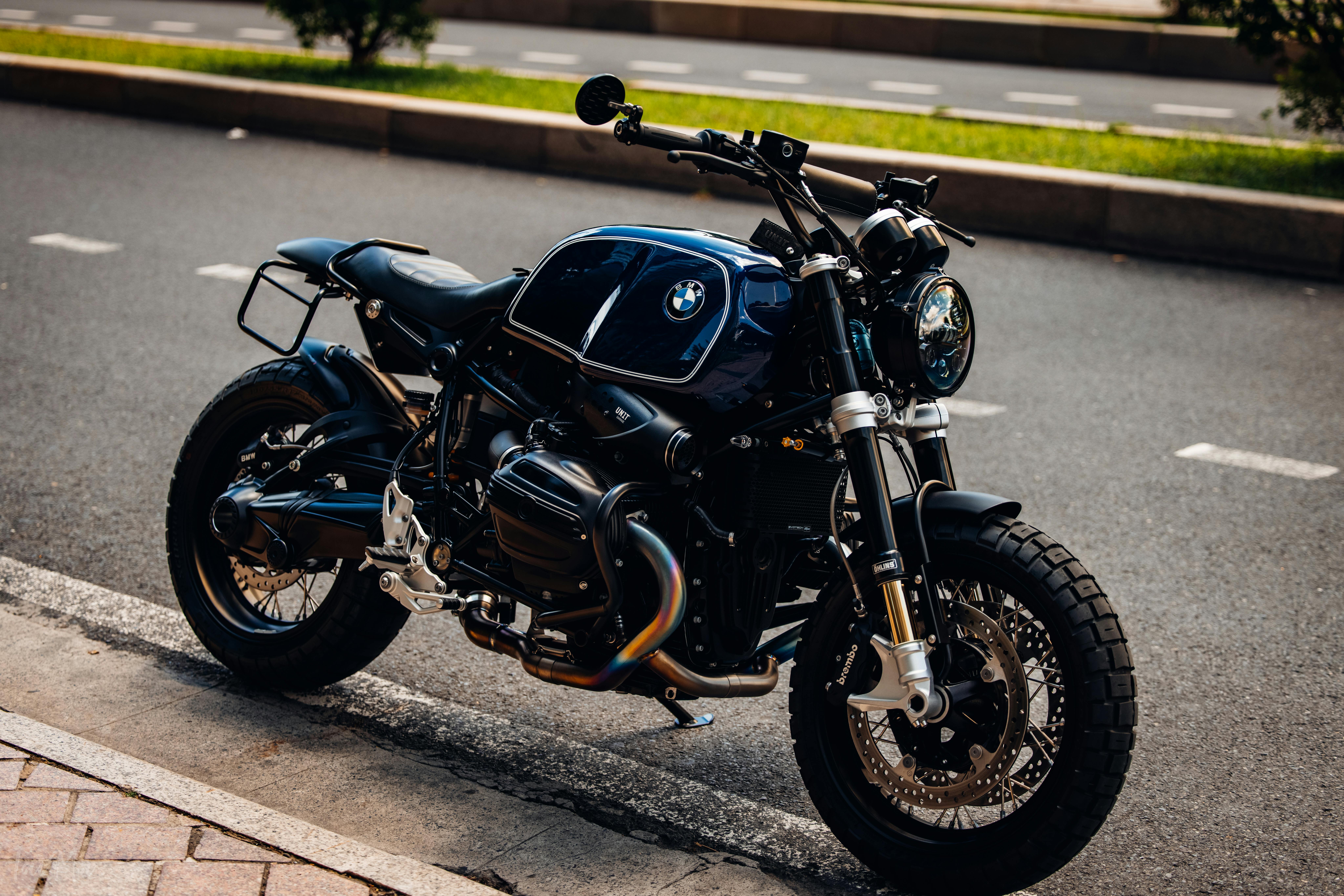 Blue and Black Motorcycle Parked on the Road · Free Stock Photo
