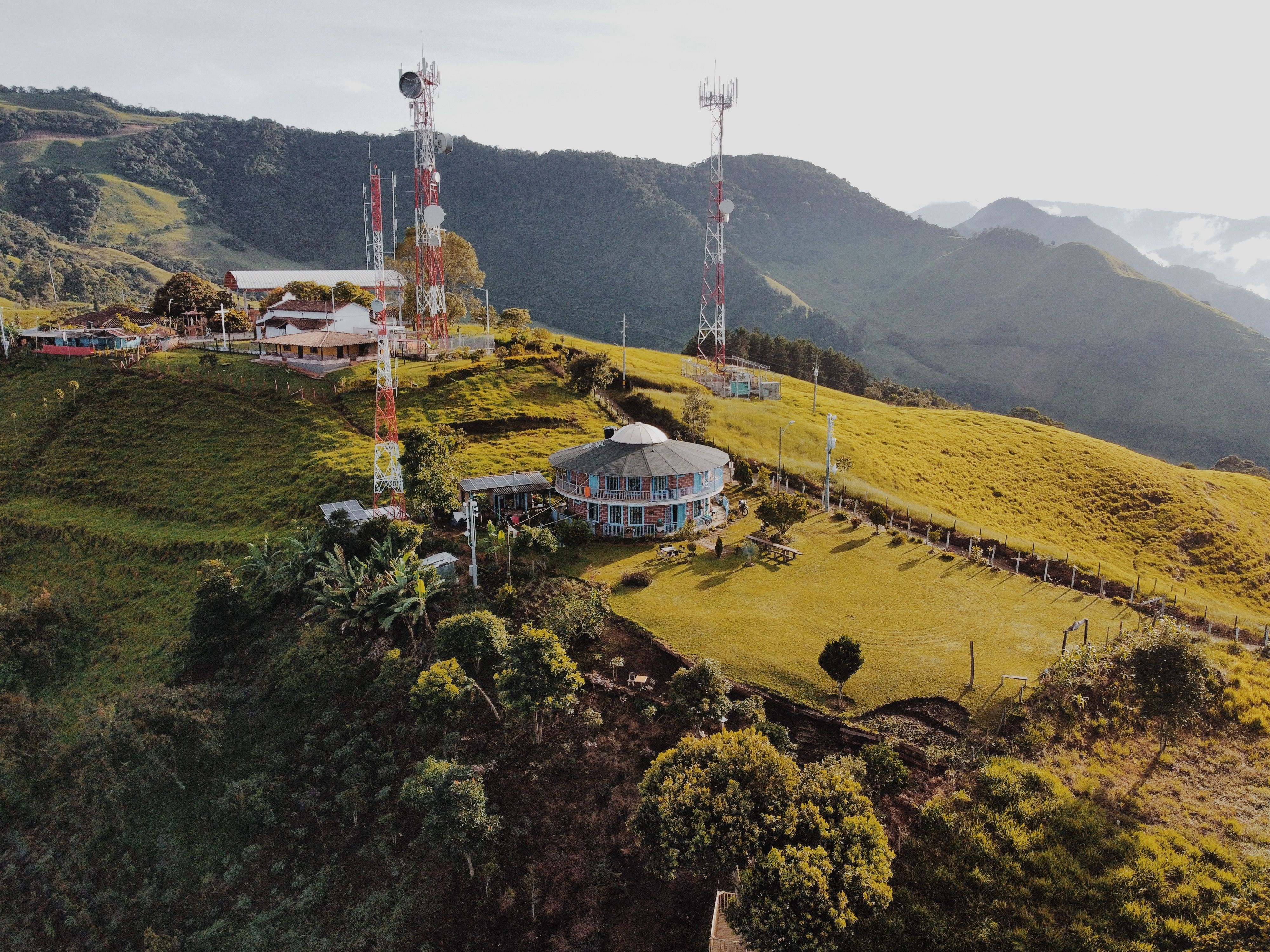Aerial View of Building on the Mountain · Free Stock Photo