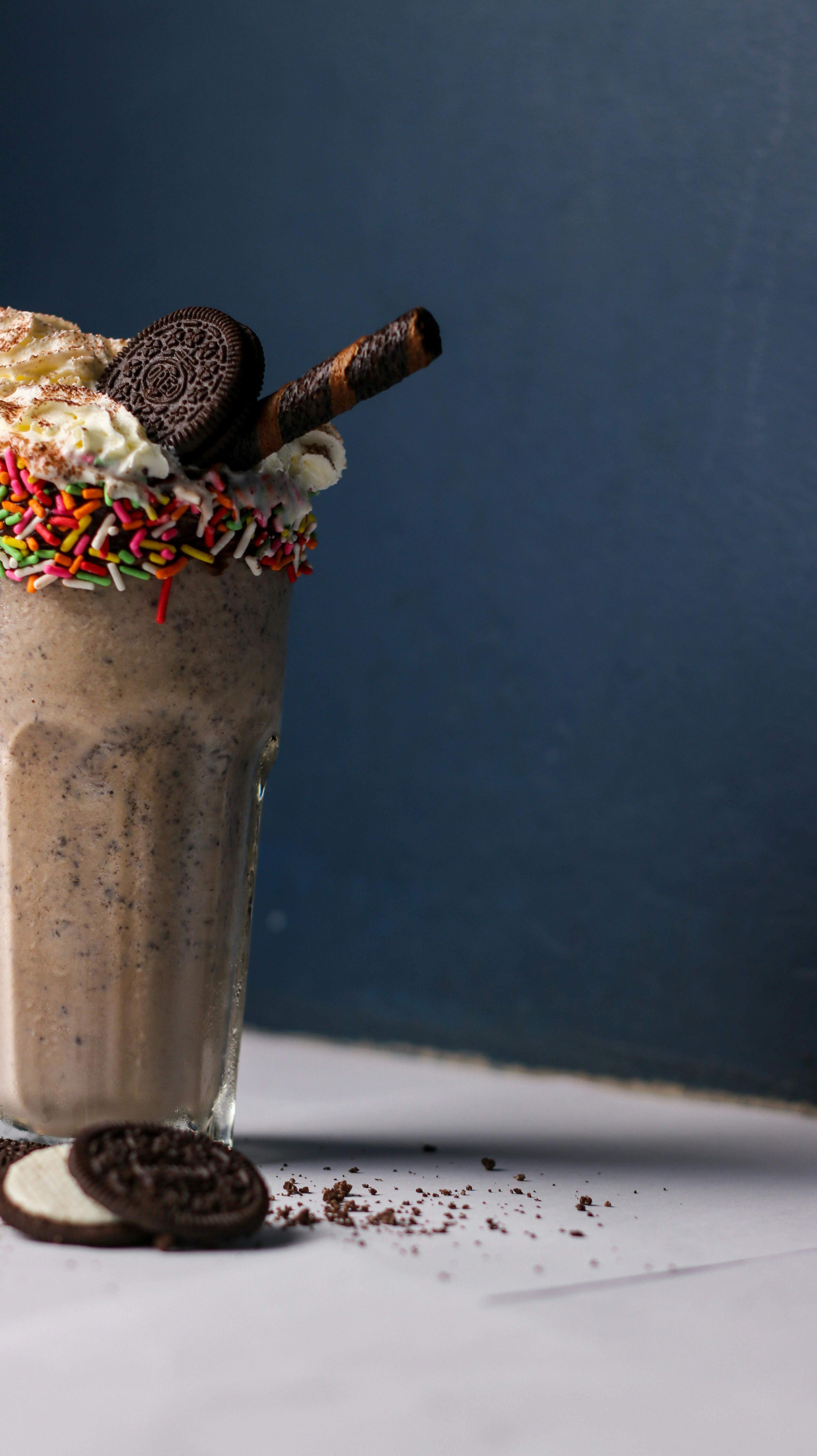 Shot of Chocolate Milkshake and Cookies · Free Stock Photo