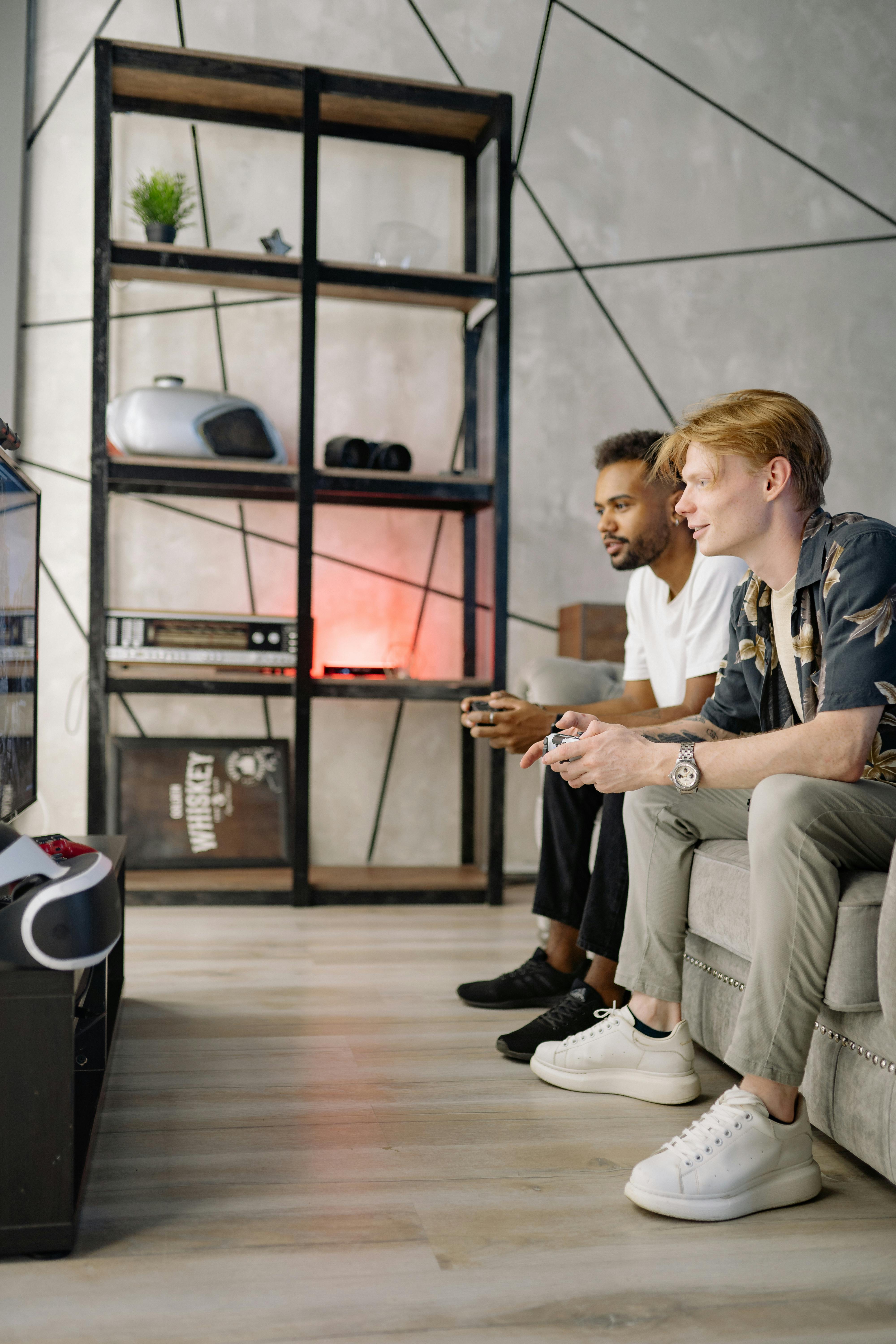 Two Men Playing a Video Game · Free Stock Photo