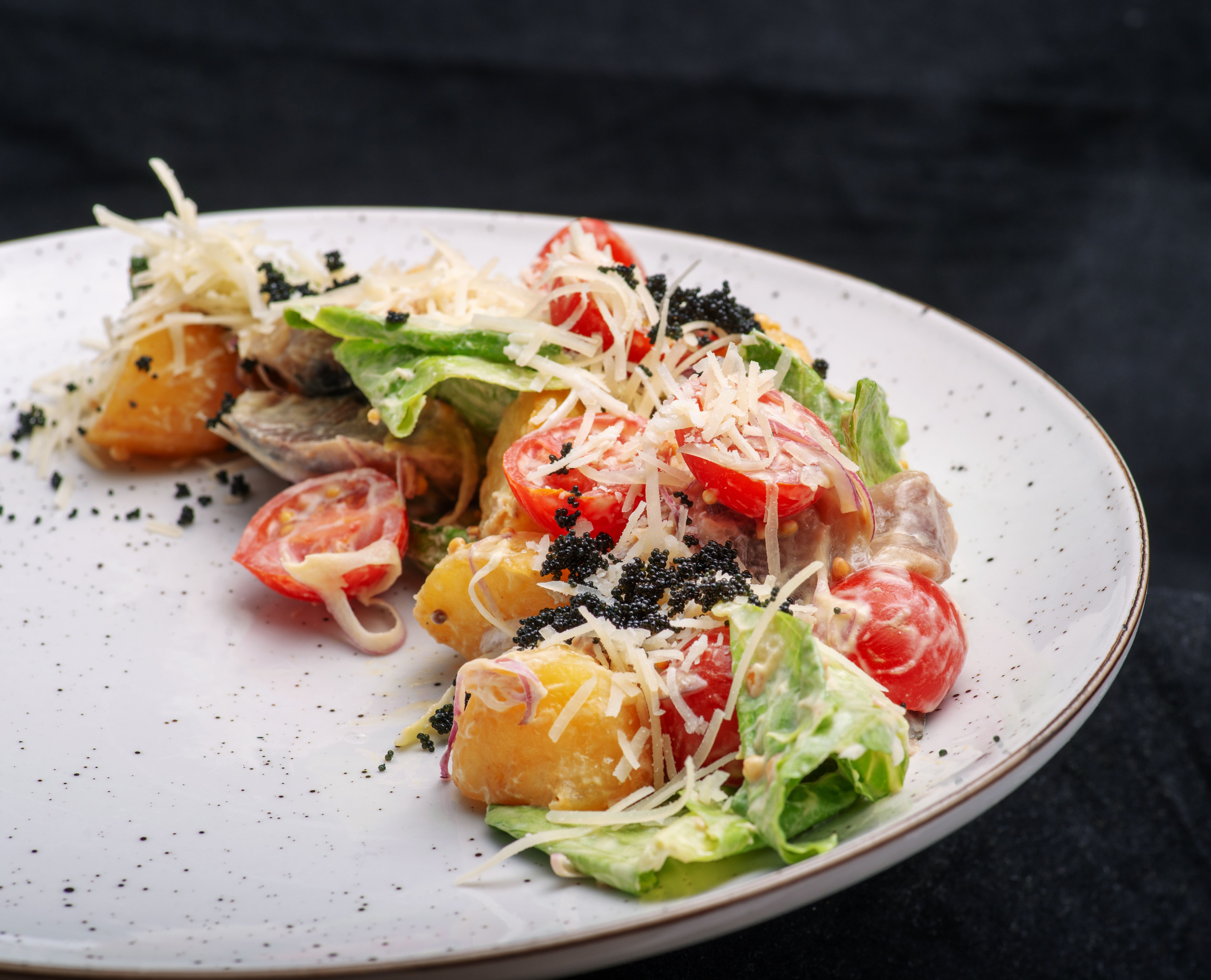 Vegetable Salad on Black Ceramic Plate · Free Stock Photo