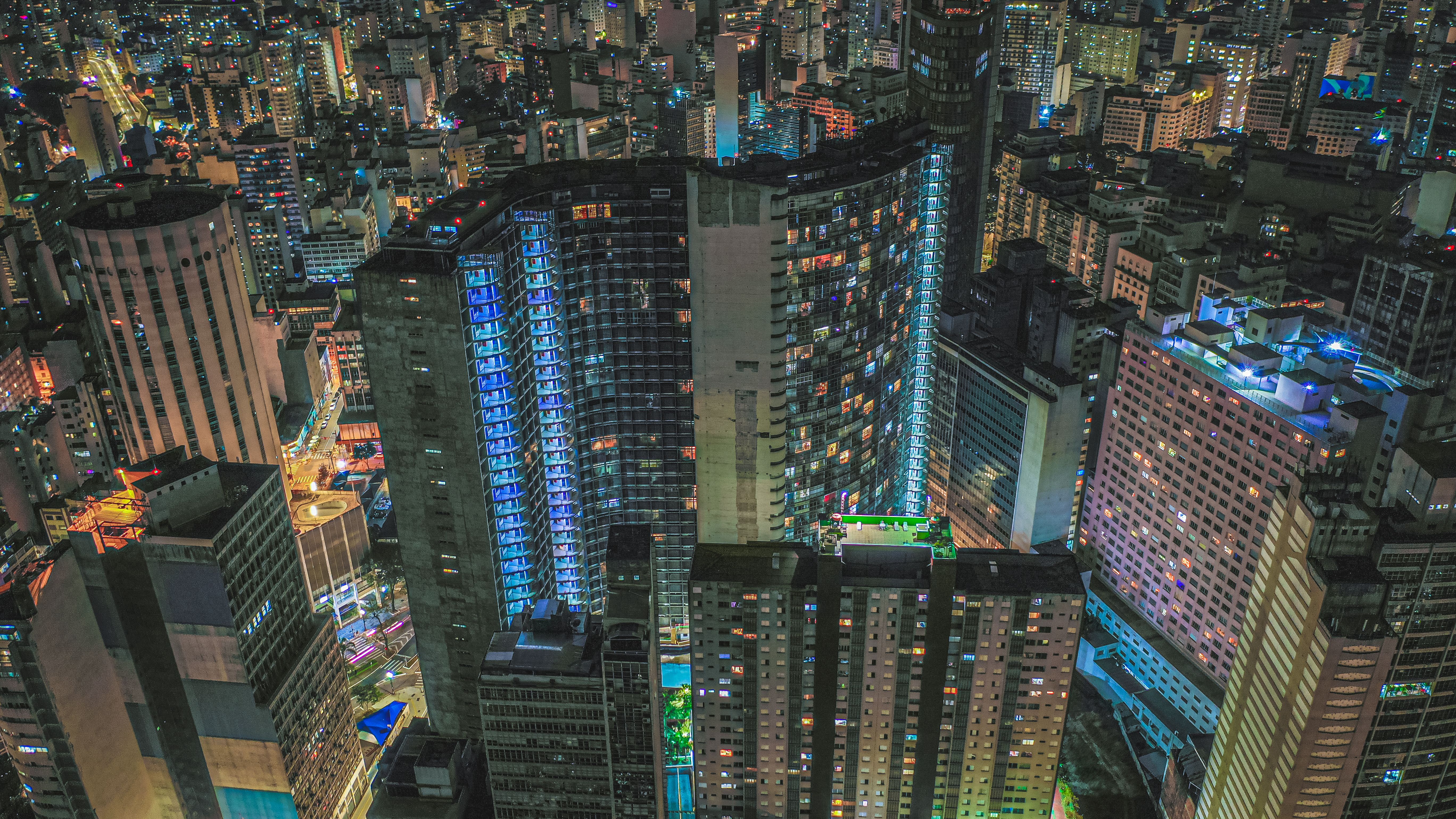 Drone Shot of a City at Night · Free Stock Photo