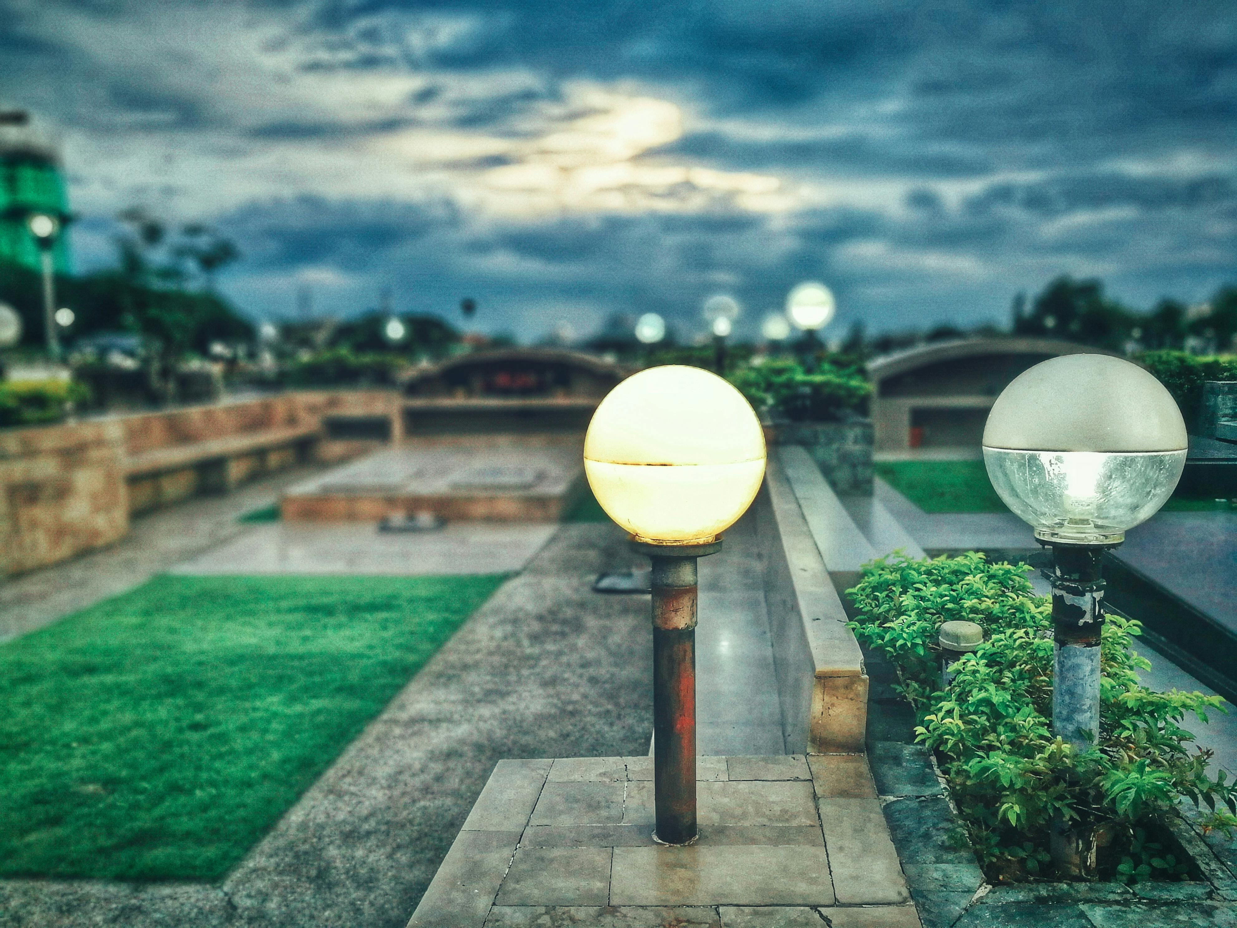 Green Grass With Gray Concrete Pavement Frame · Free Stock Photo