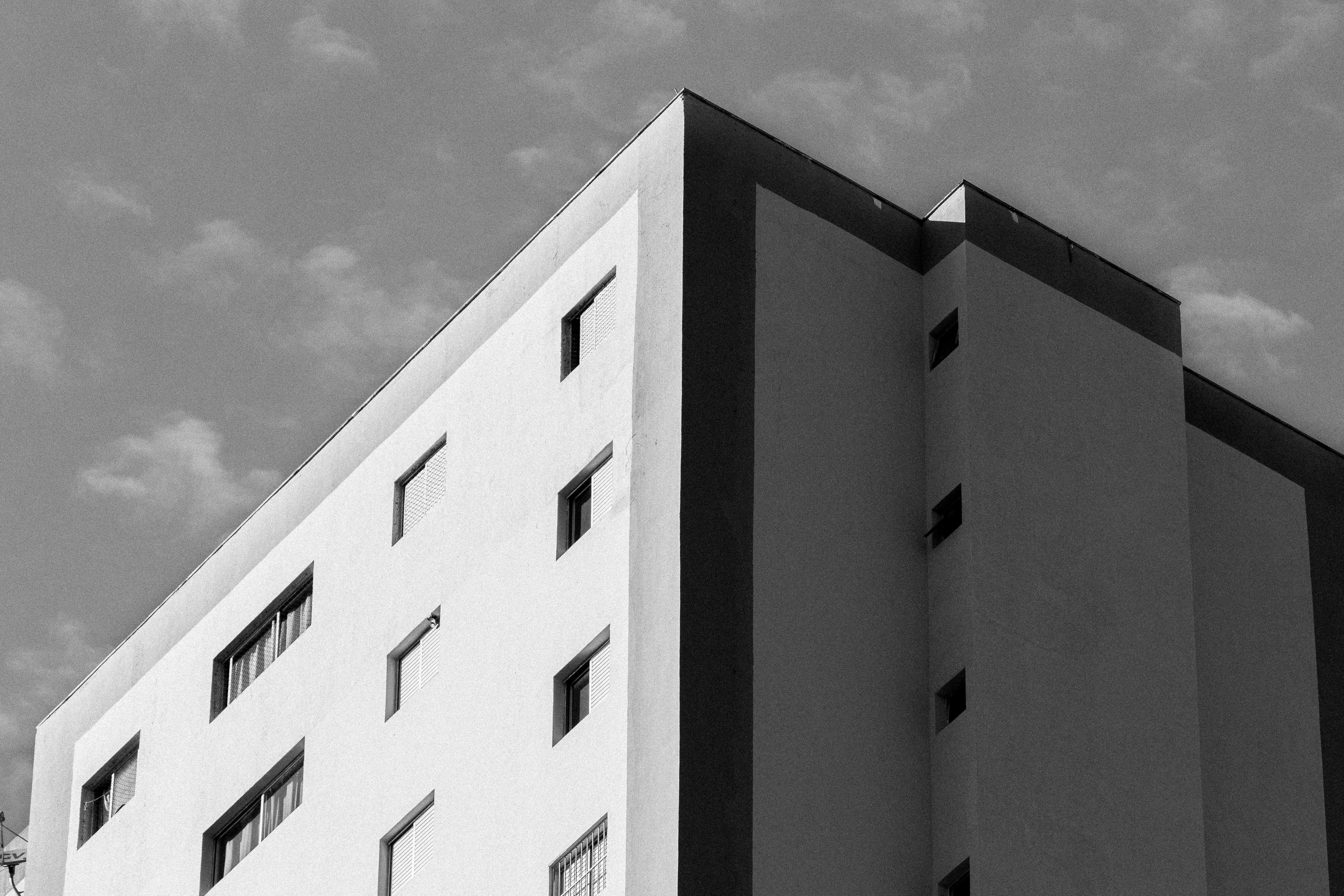 Monochrome Photo of Building · Free Stock Photo