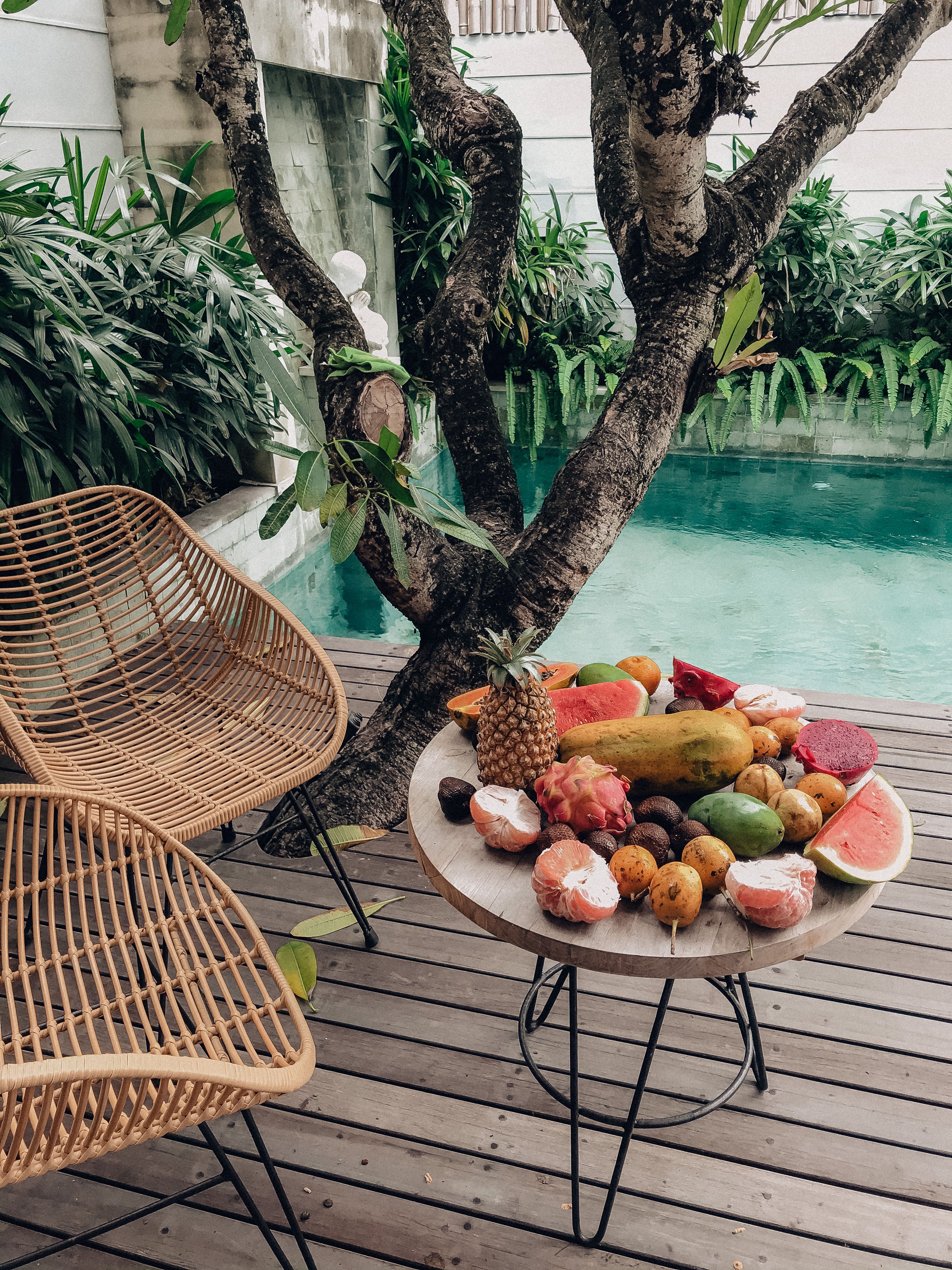 Assorted Fruits on a Tableon a Poolside · Free Stock Photo