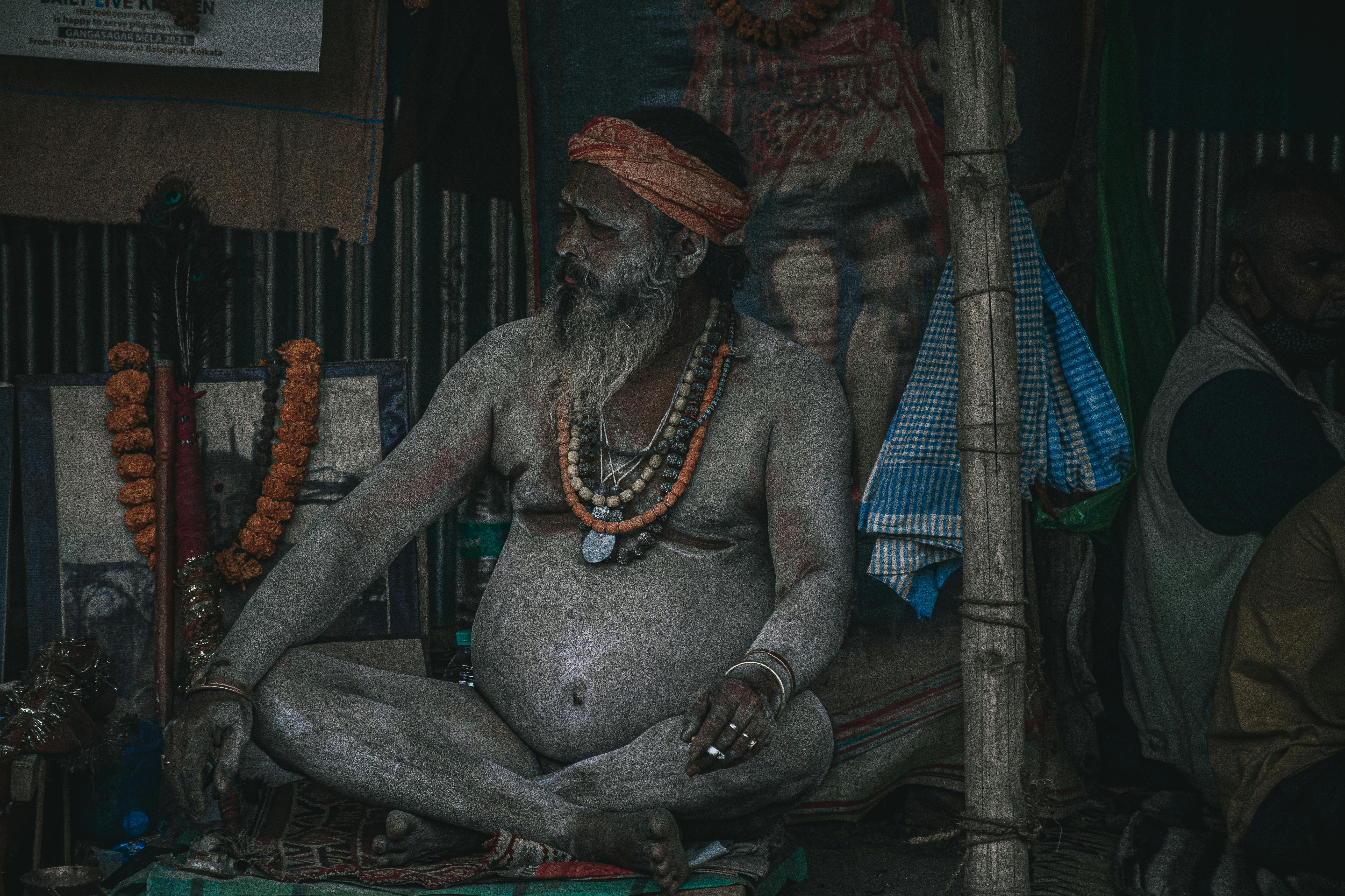 Sadhu Covered in a White Body Paint · Free Stock Photo