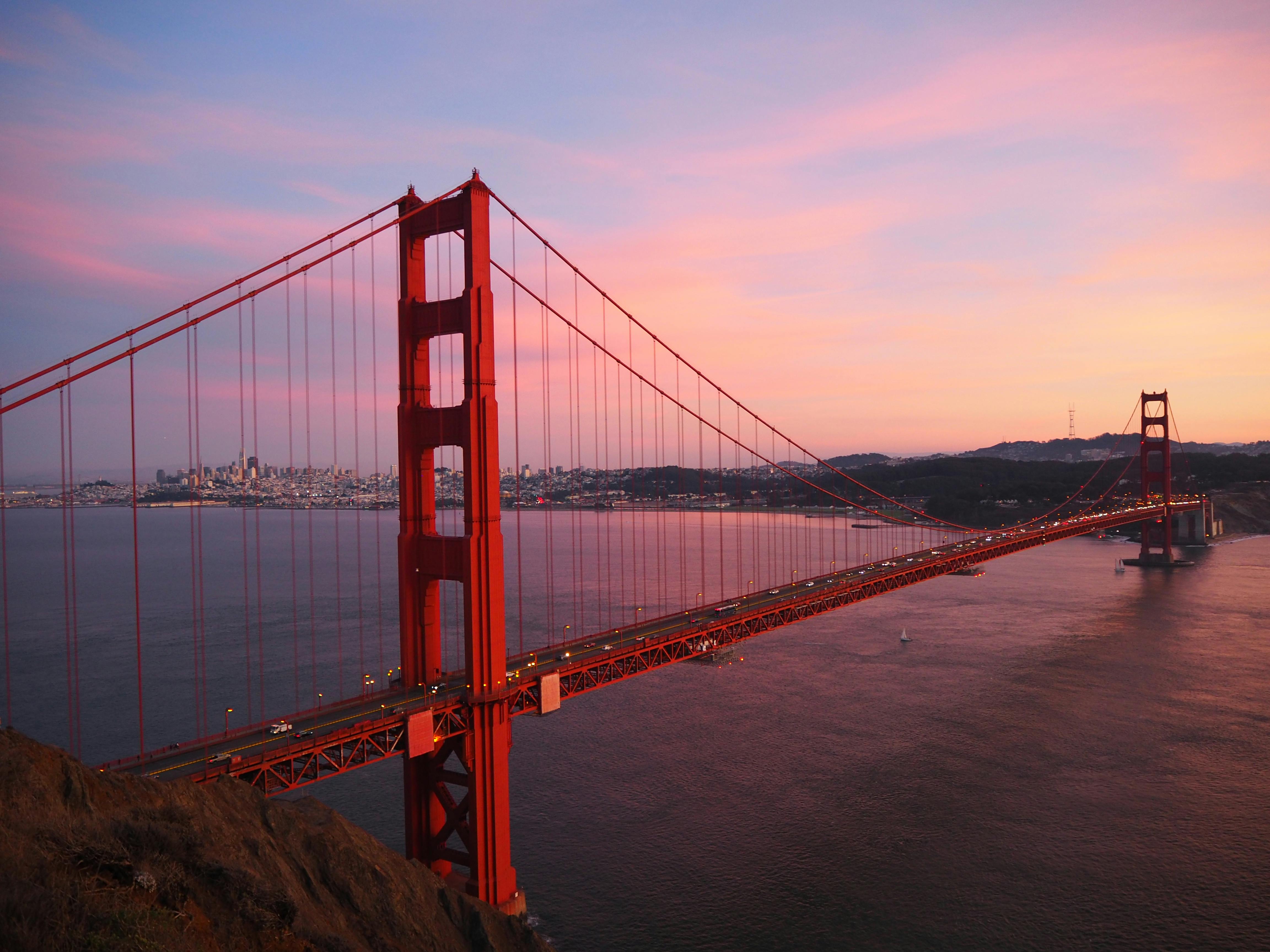 The Famous Golden Gate Bridge During Golden Hour · Free Stock Photo
