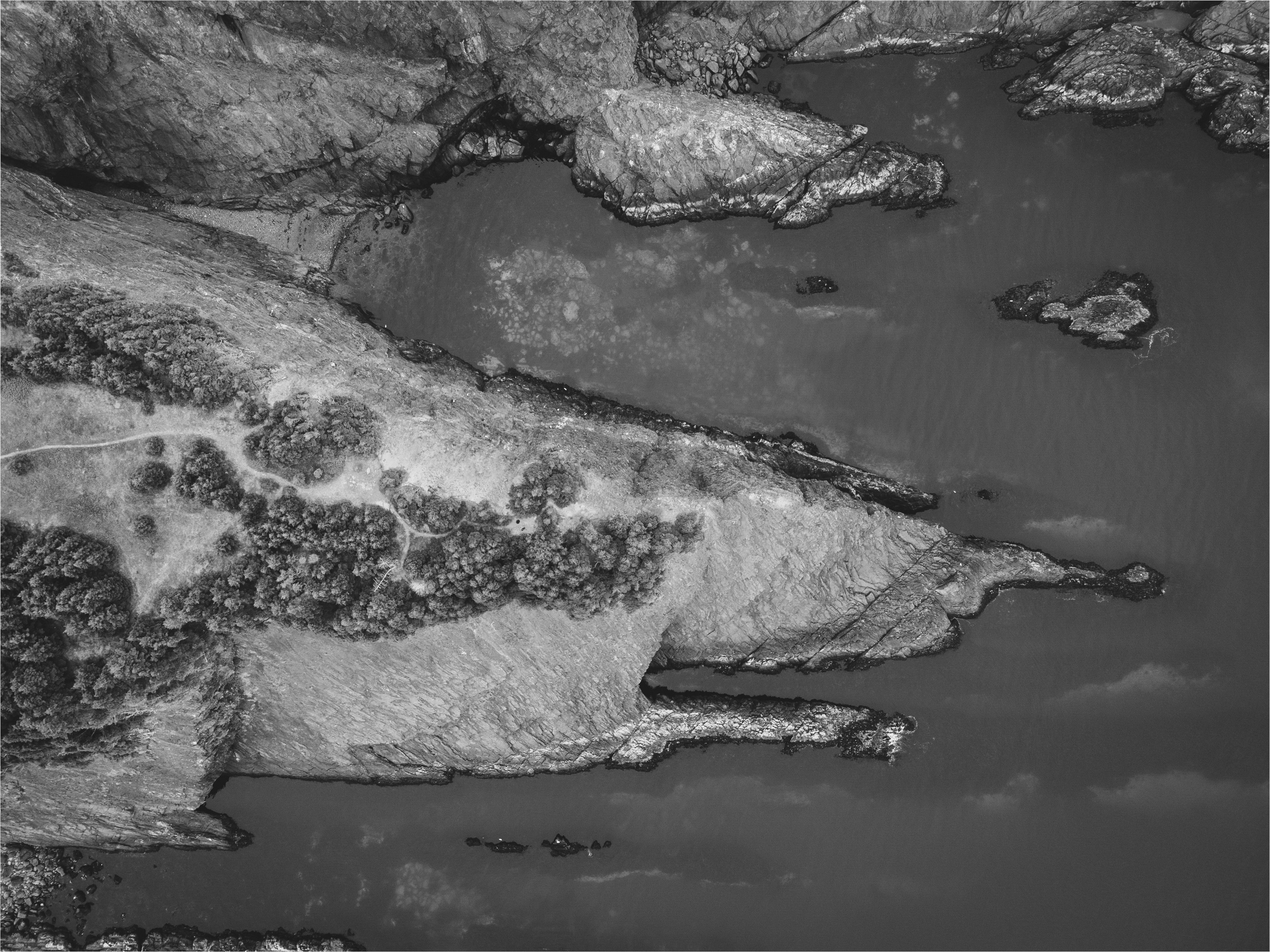 Grayscale Photo of Mountains · Free Stock Photo