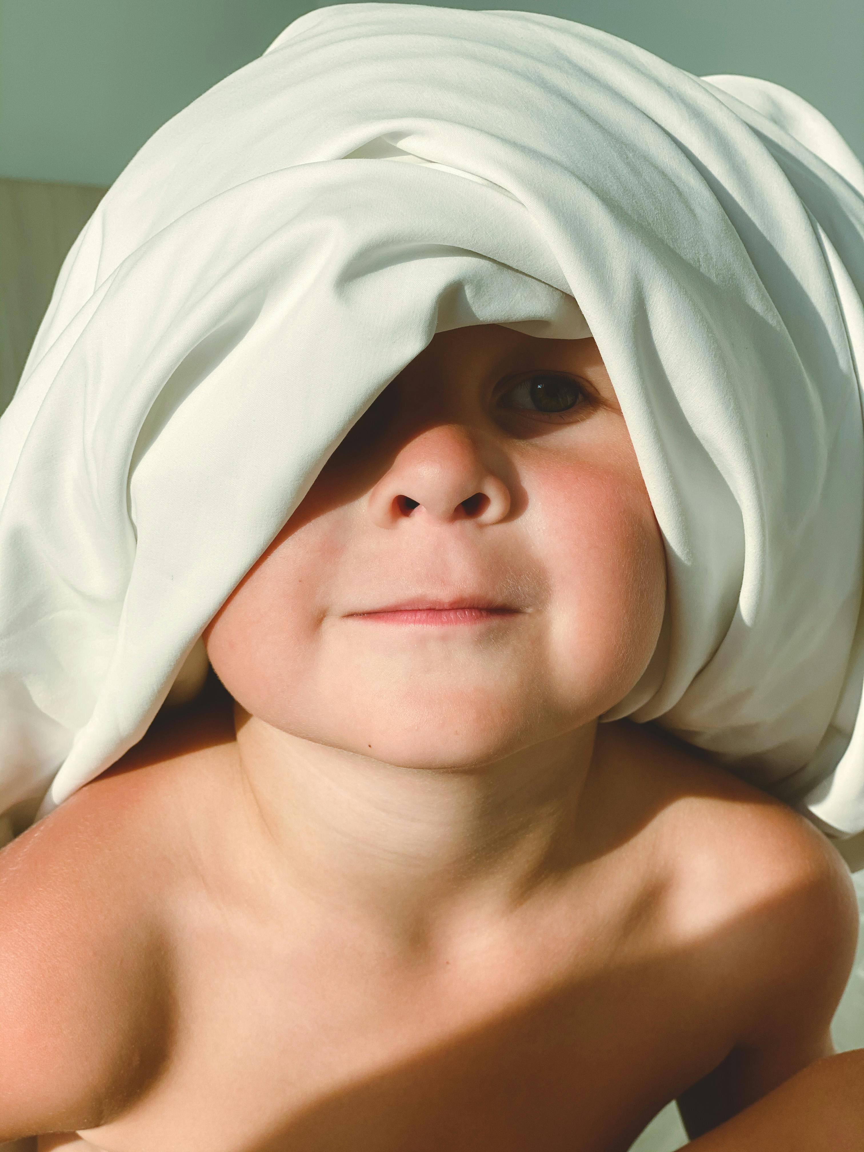 Cute Child with Cloth on Head · Free Stock Photo