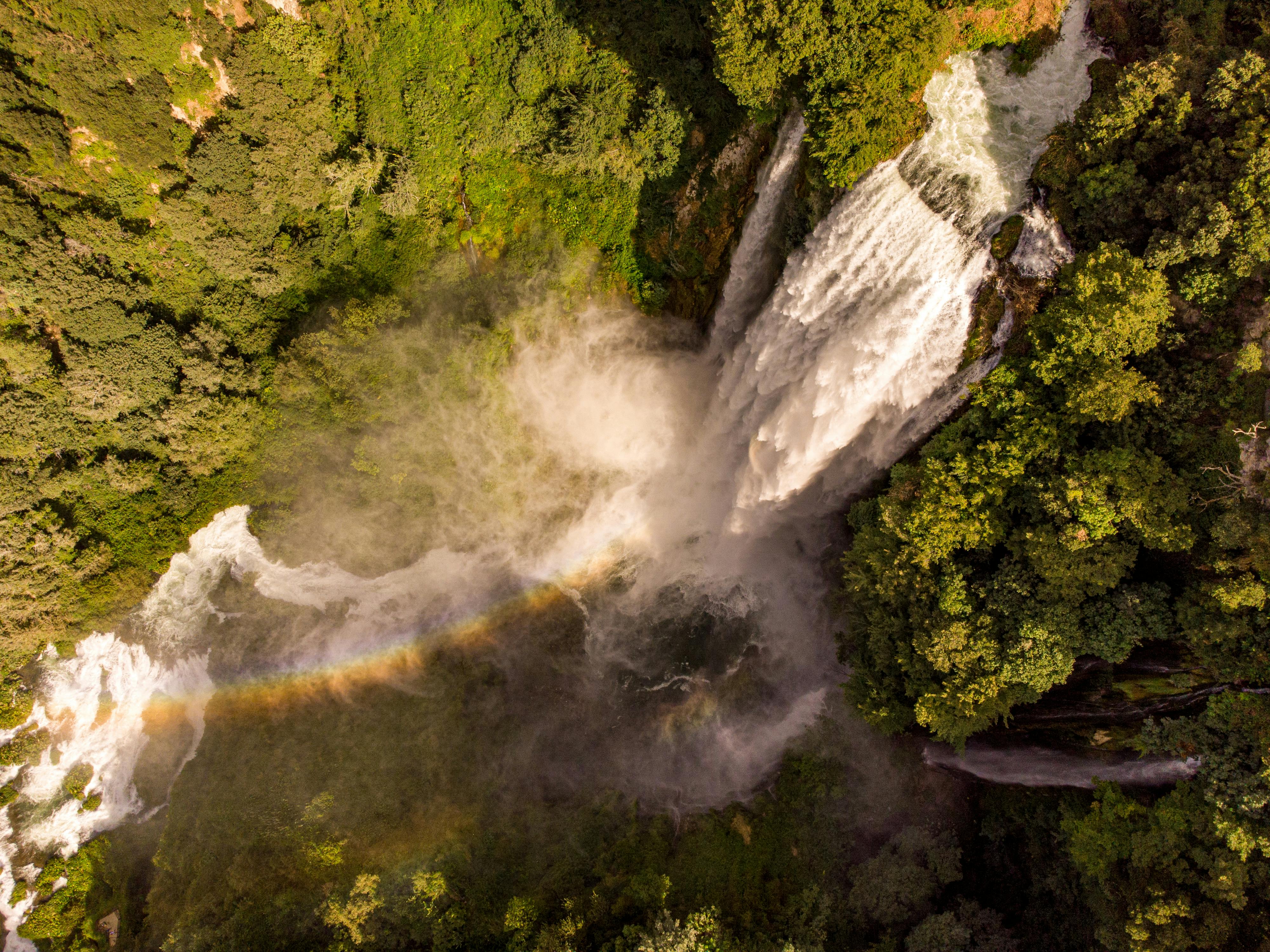 Rainbow Over the Waterfall in Trees · Free Stock Photo