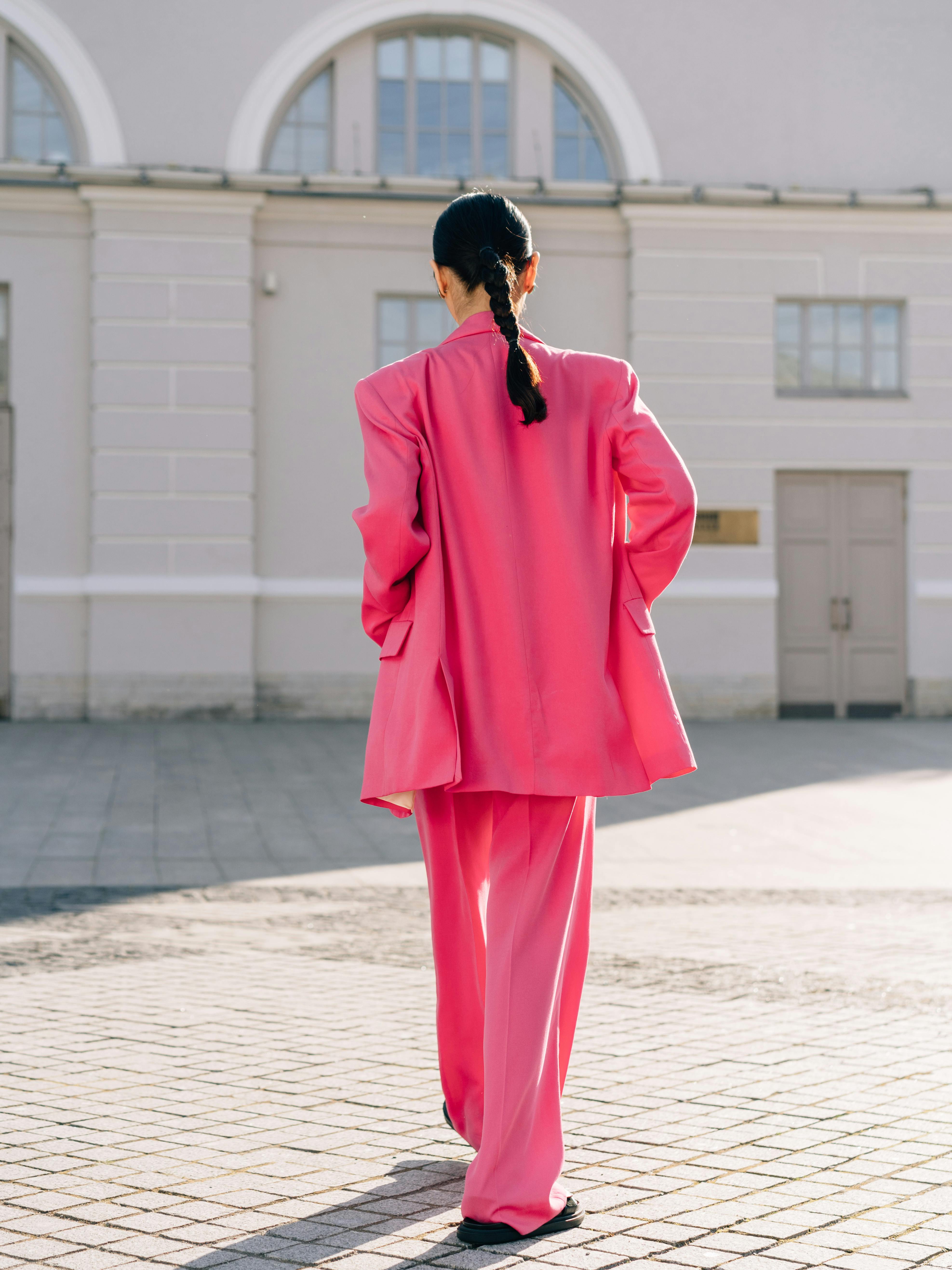 Back View of Woman in Pink Suit · Free Stock Photo