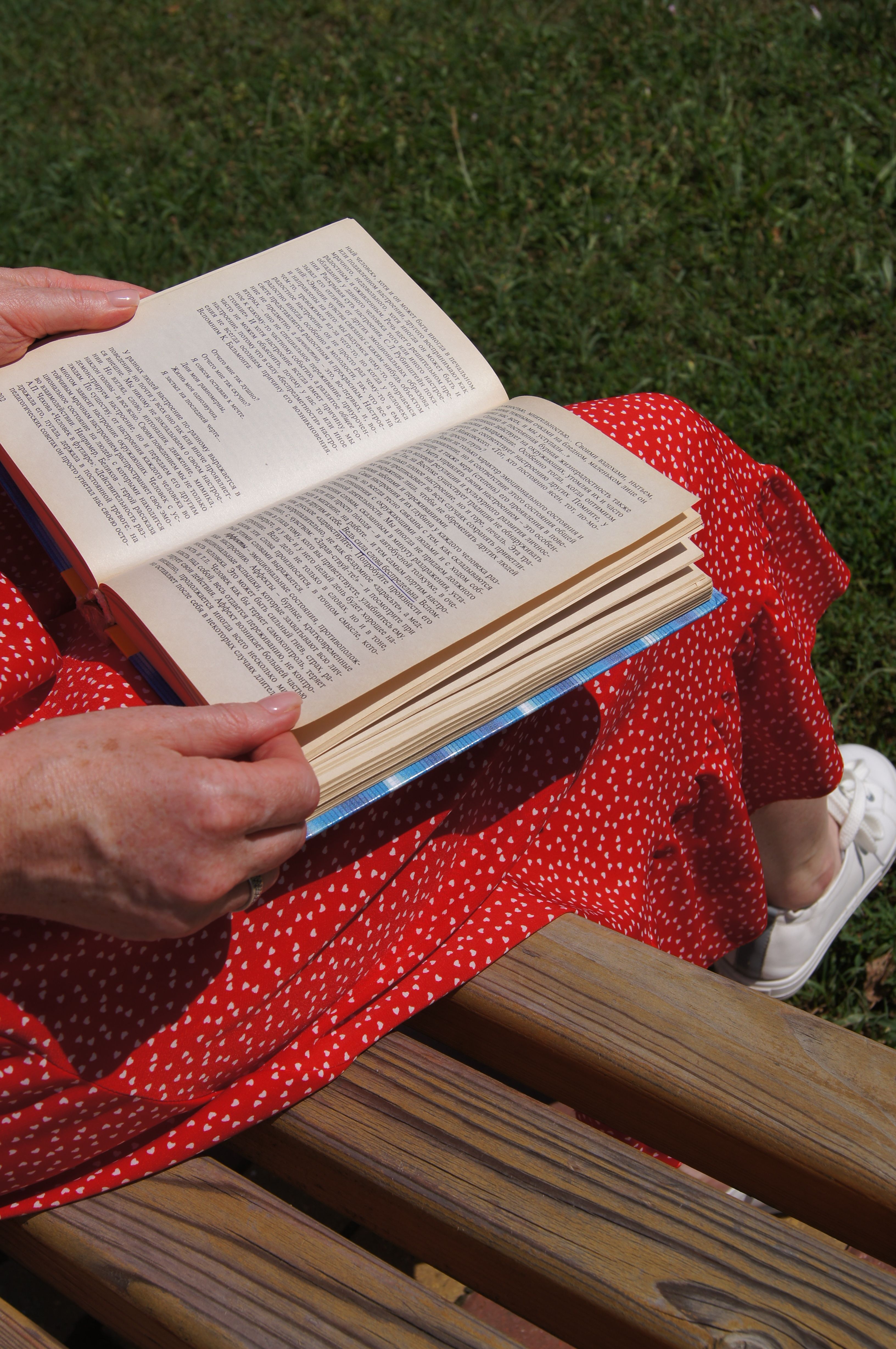 Person in Blue Denim Jeans Reading a Book · Free Stock Photo
