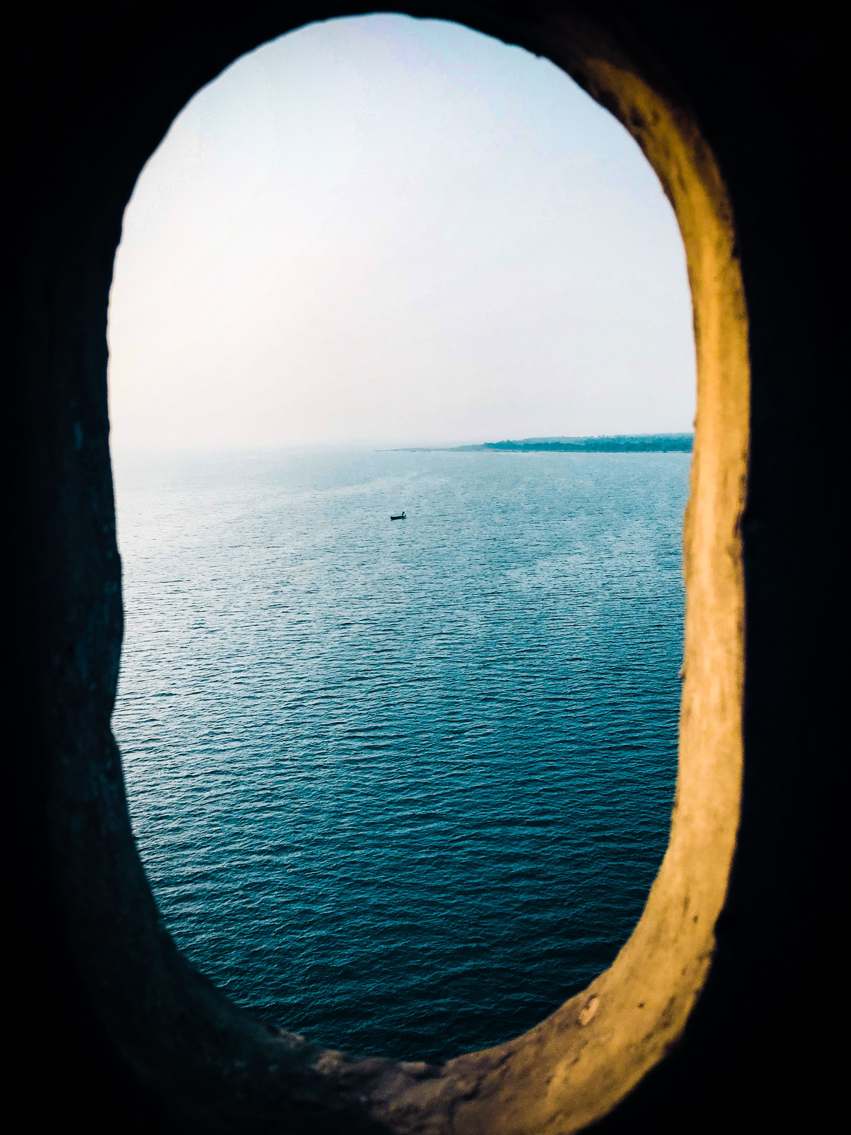 Seascape Photographed Through an Old Building Window on the Shore ...