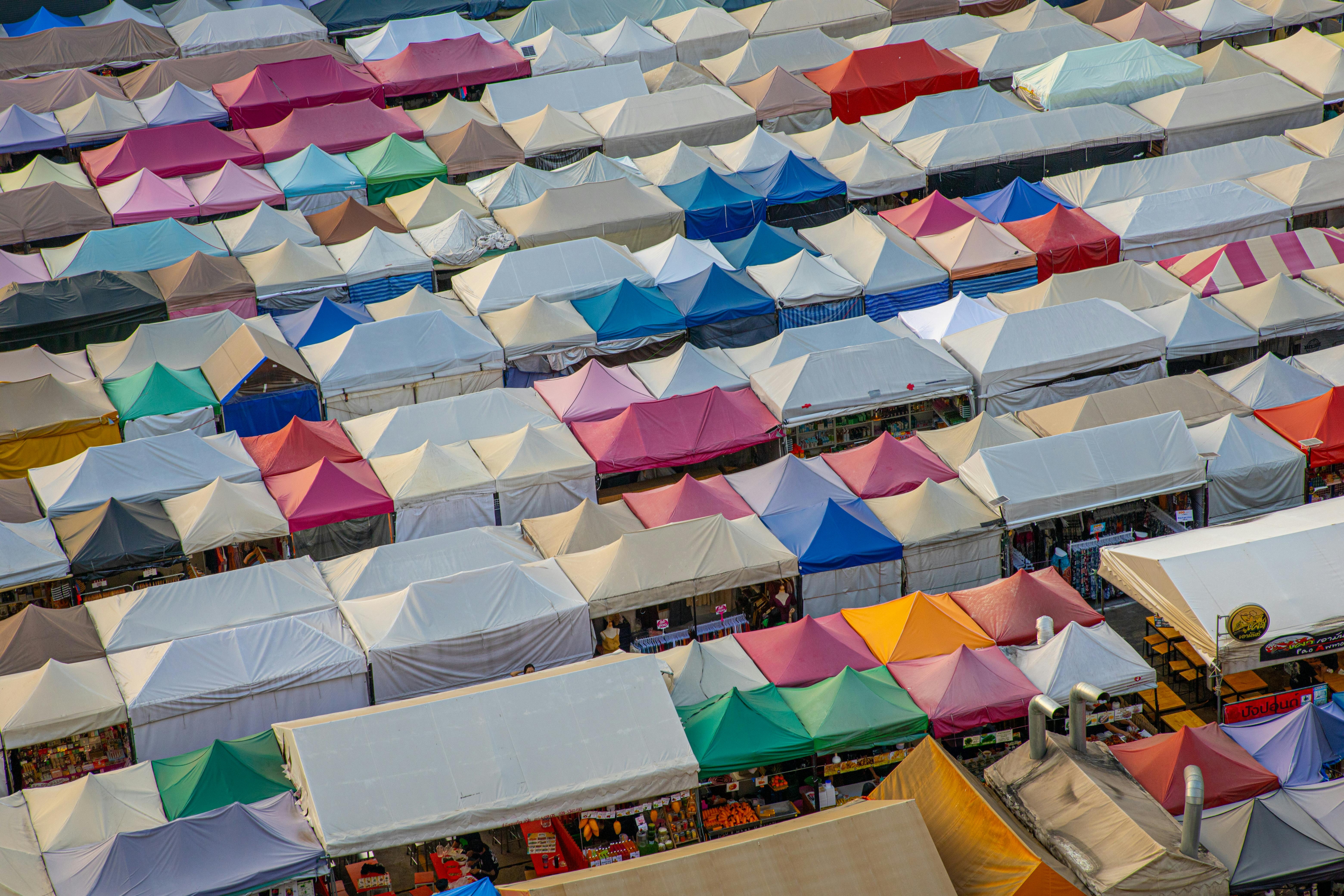 Drone Shot of Colorful Tents · Free Stock Photo