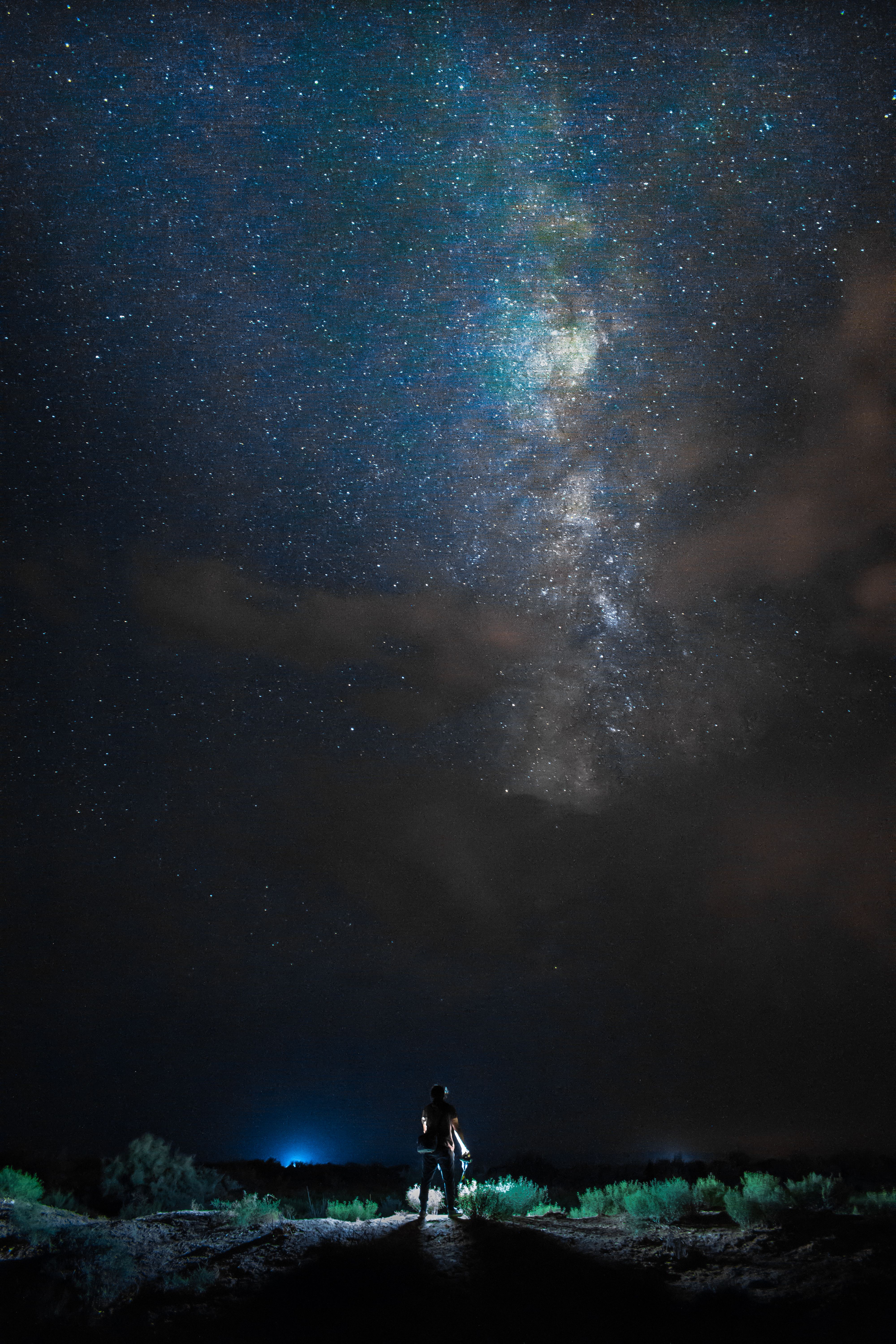 Back View Shot of a Person Looking at the Beautiful Sky with Stars ...