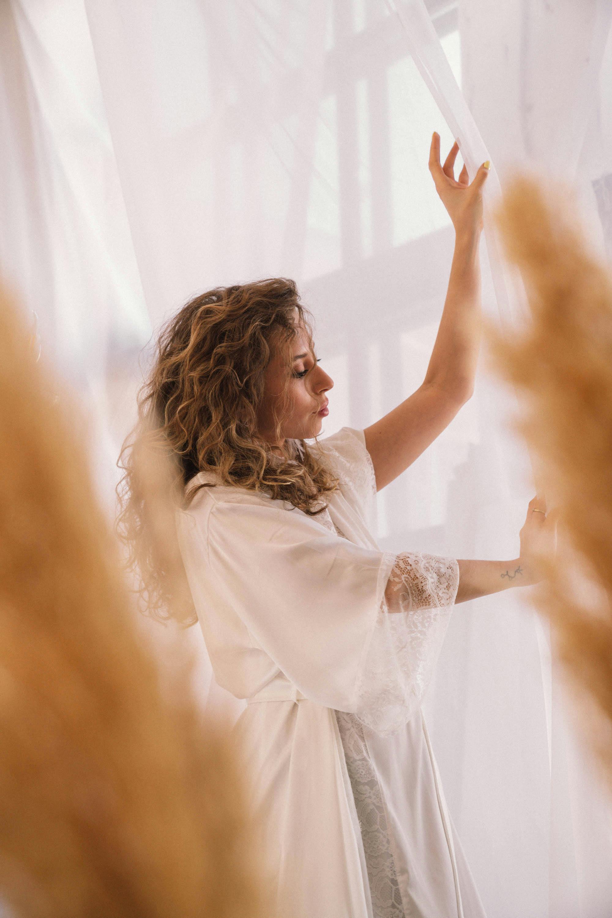 Woman in White Laced Robe Standing · Free Stock Photo
