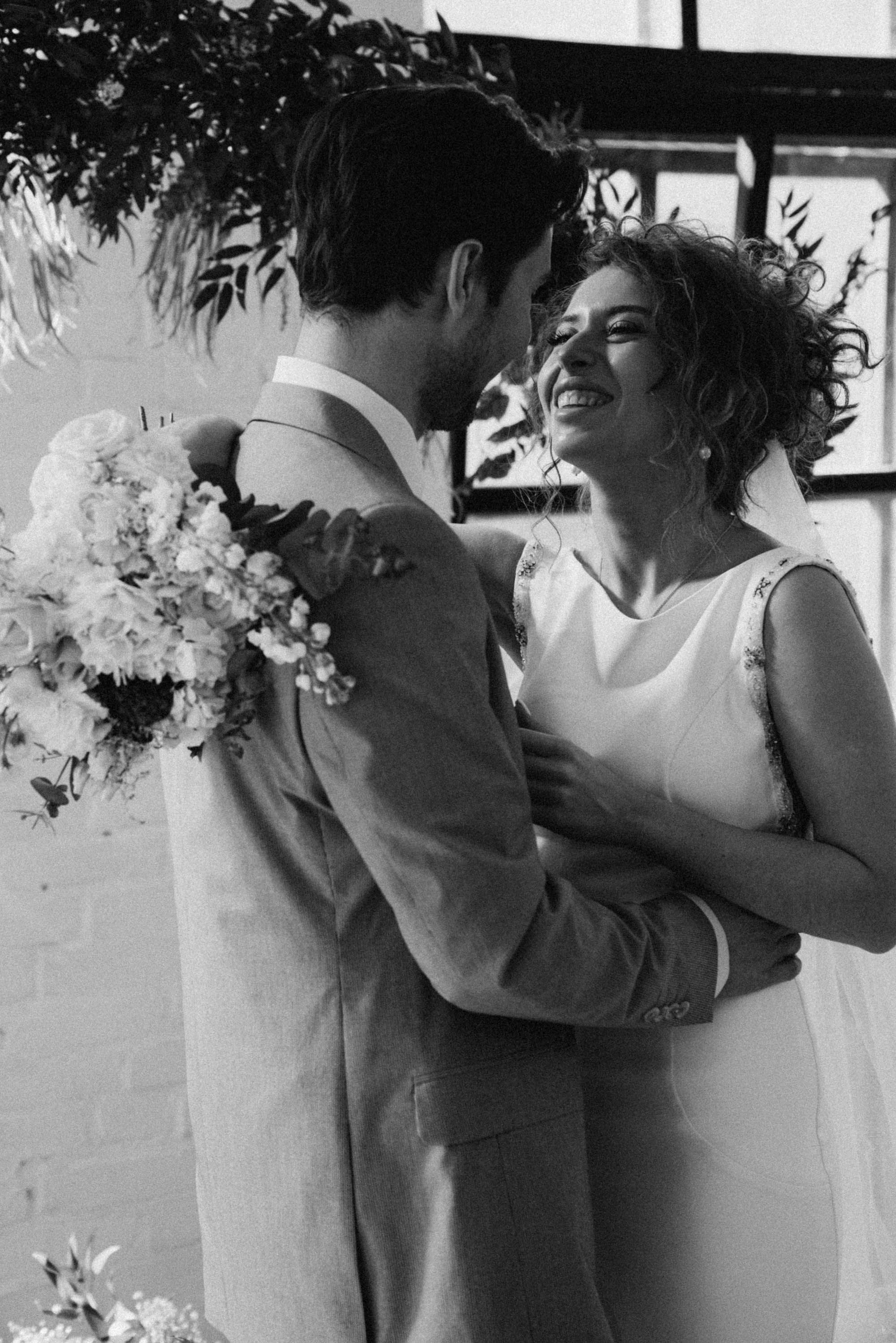 Monochrome Photo of a Happy Couple · Free Stock Photo