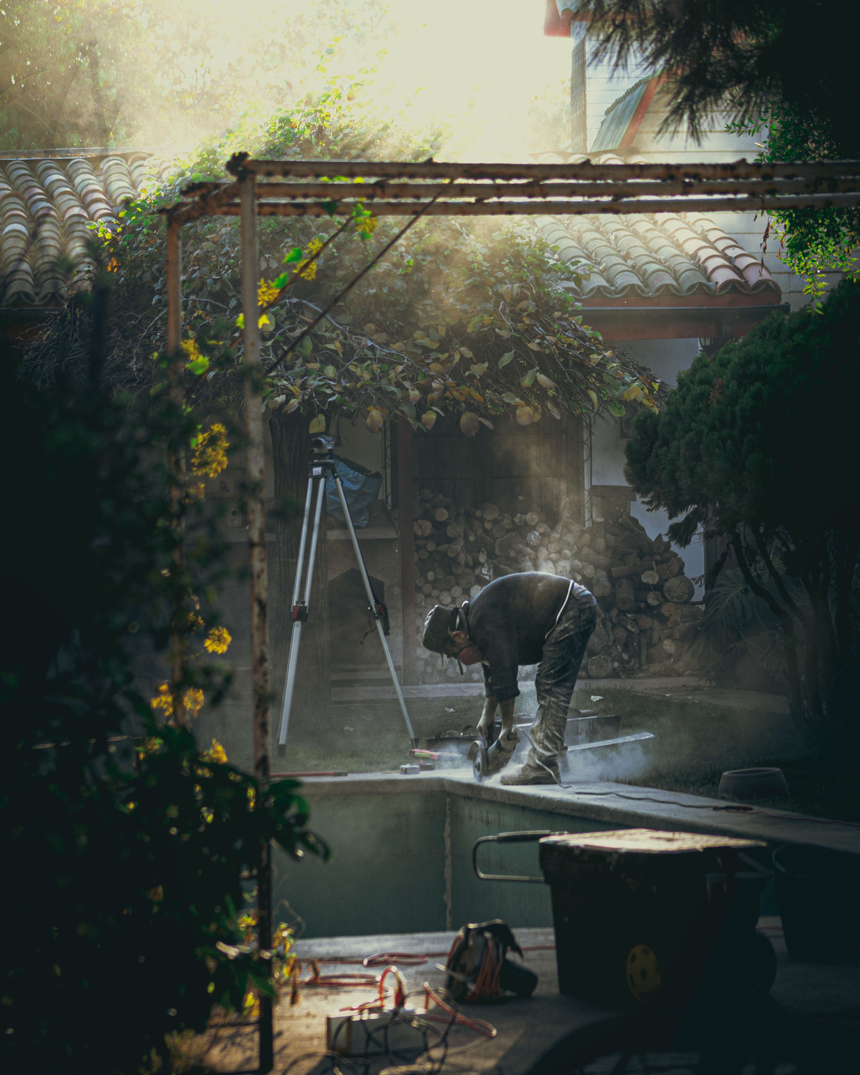 Man Working in Garden Outdoors · Free Stock Photo