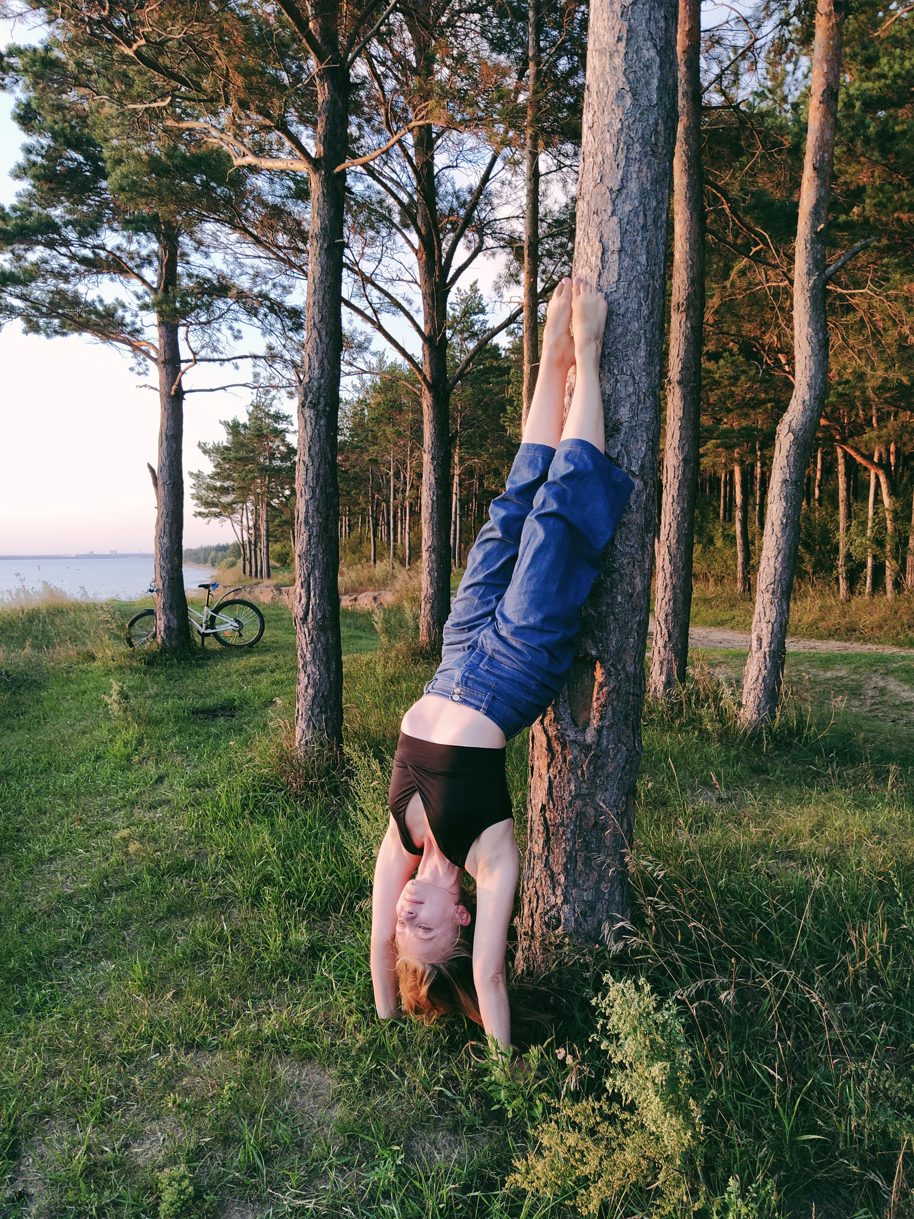 A Woman Hand Standing Leaning on a Tree · Free Stock Photo