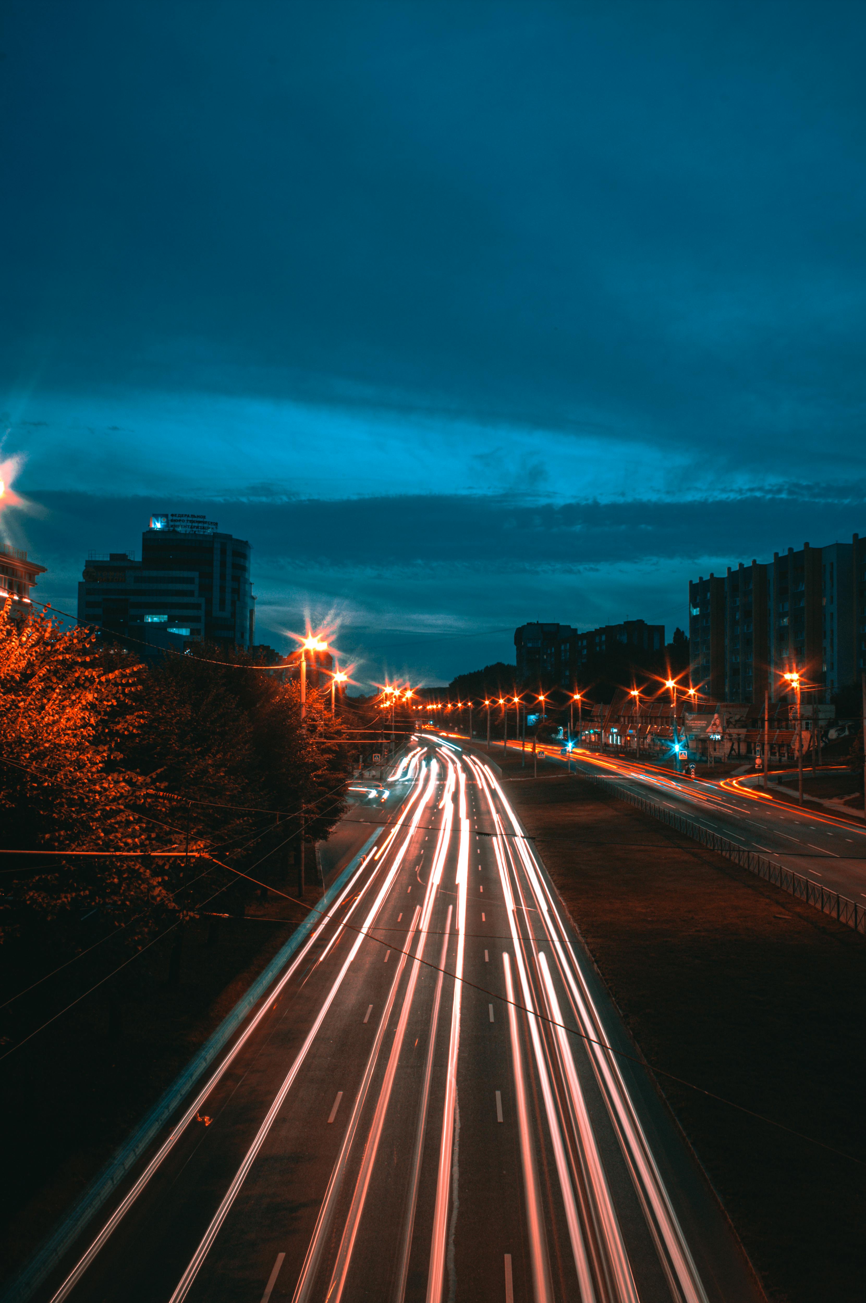 Time Lapse Photography of City Road Traffic at Night · Free Stock Photo