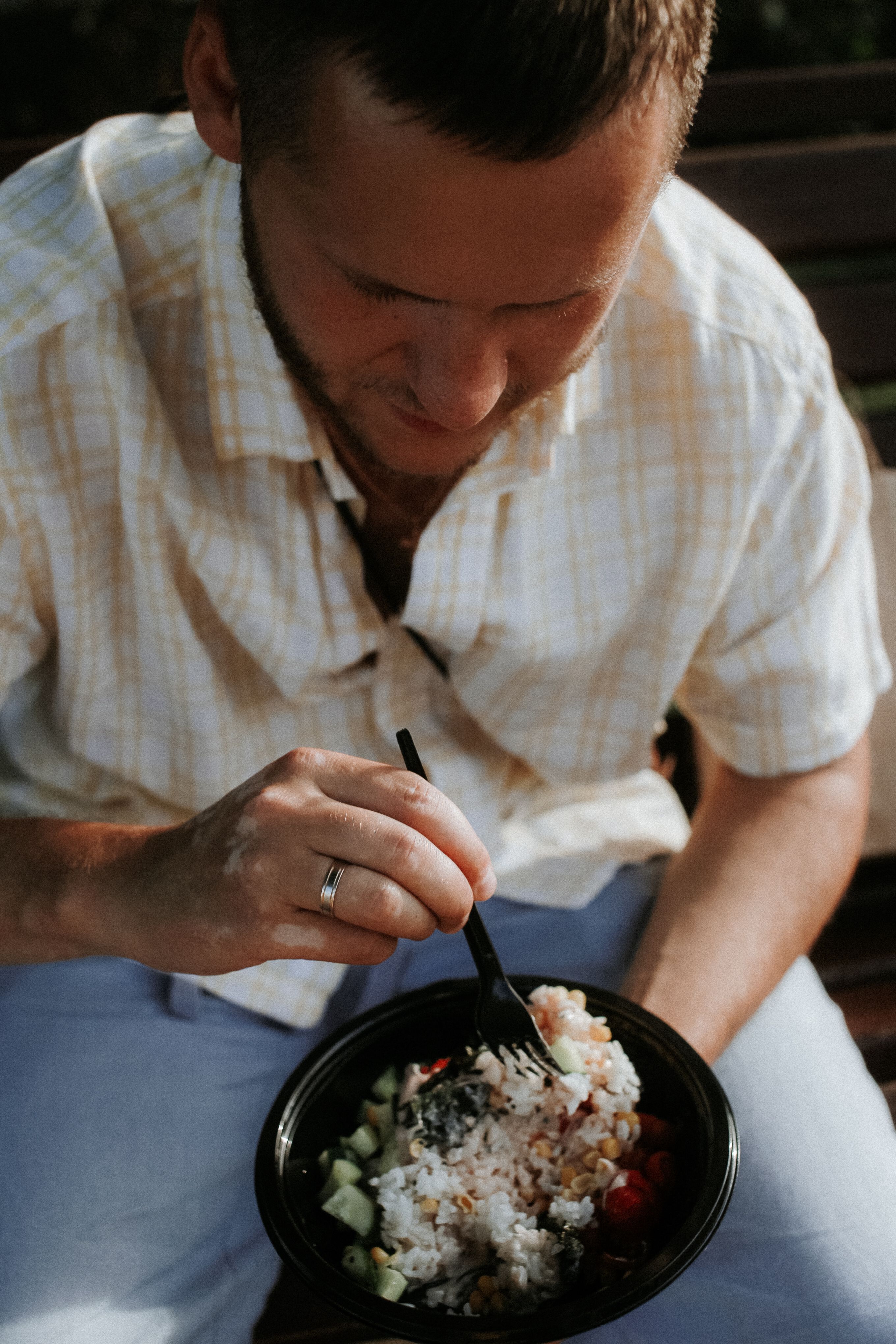 Close-Up Shot of a Man Eating · Free Stock Photo