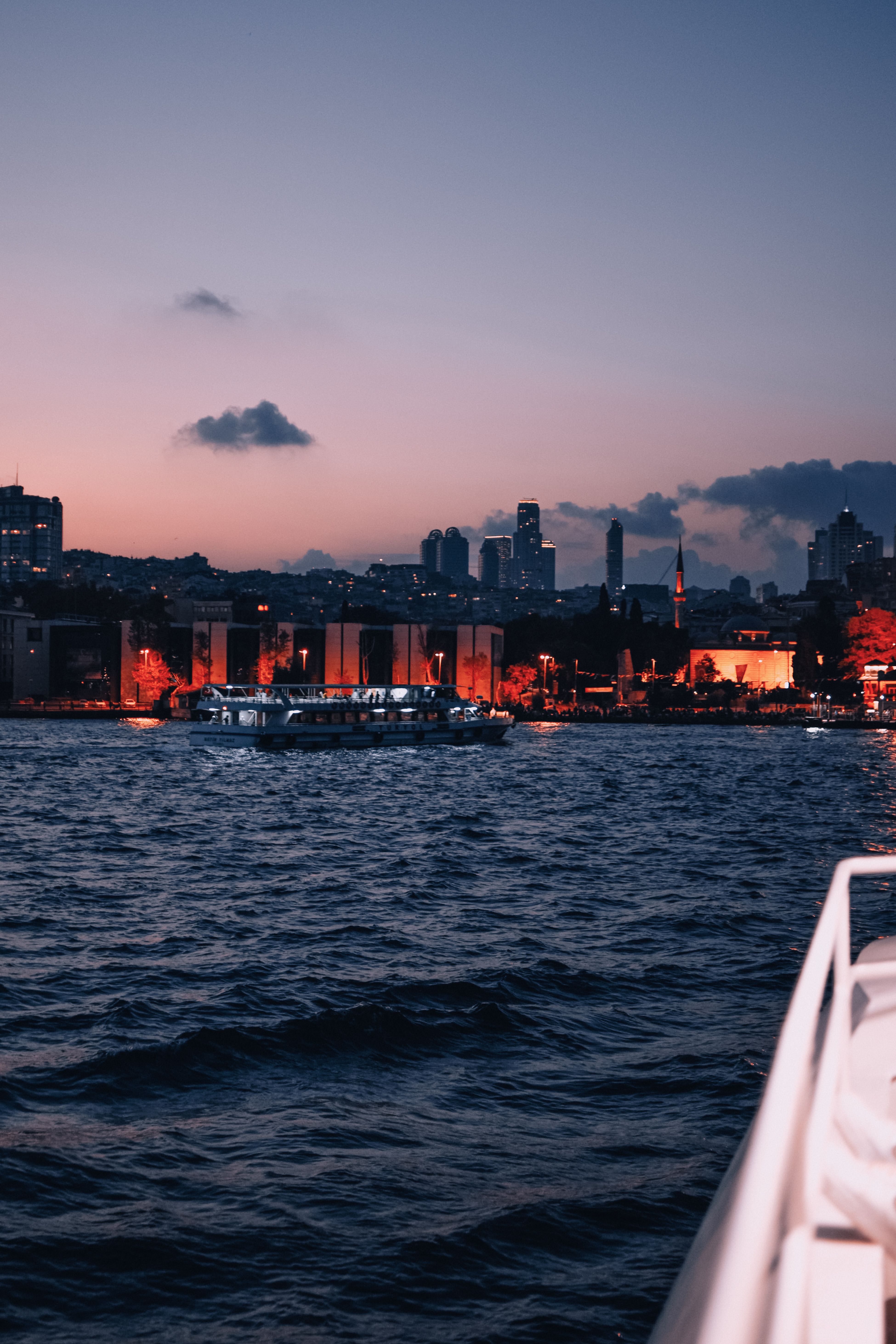 Waterfront City in Lights at Night · Free Stock Photo