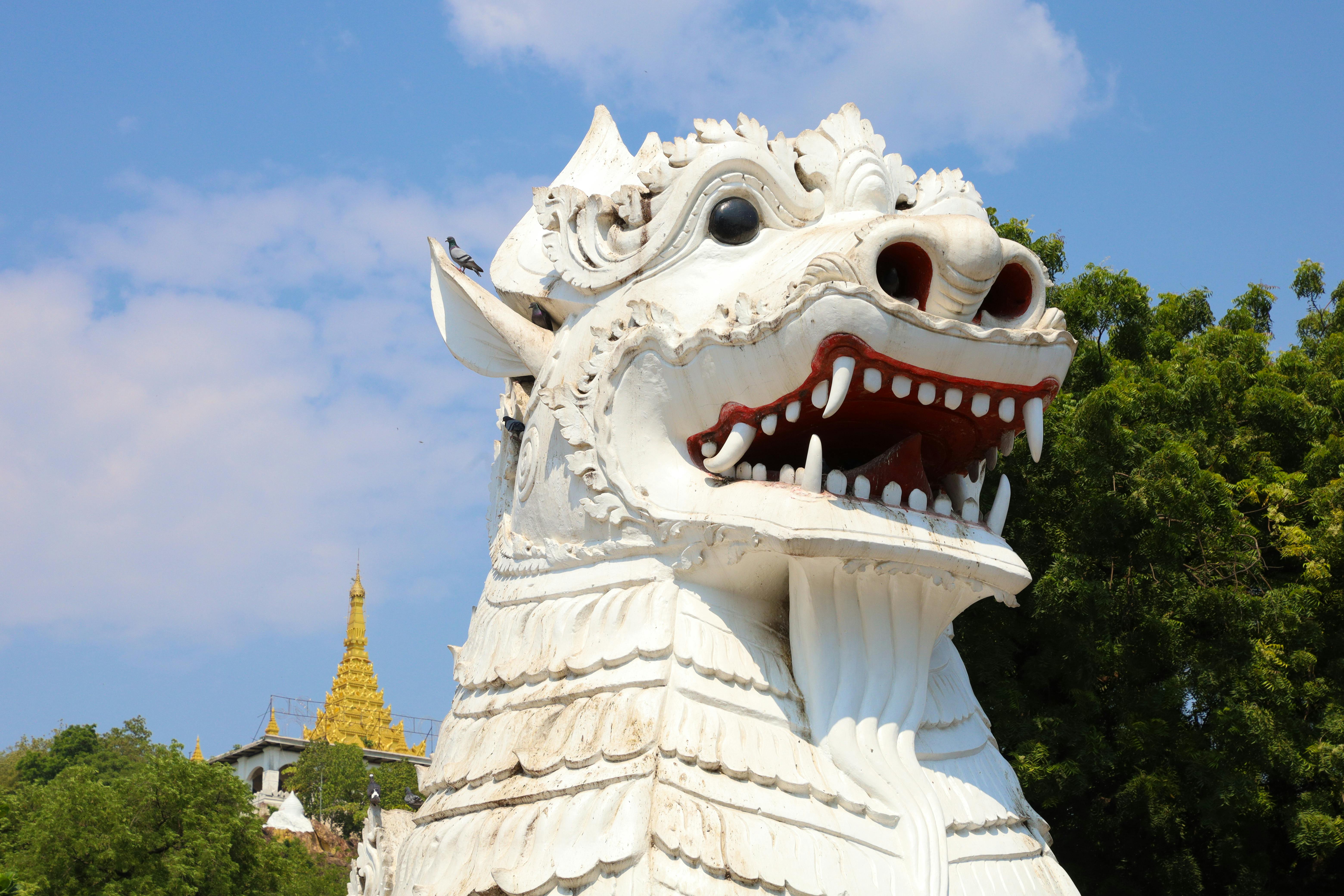 Chinthe Statue at the Entrance to Mandalay Hill, Mandalay, Myanmar ...