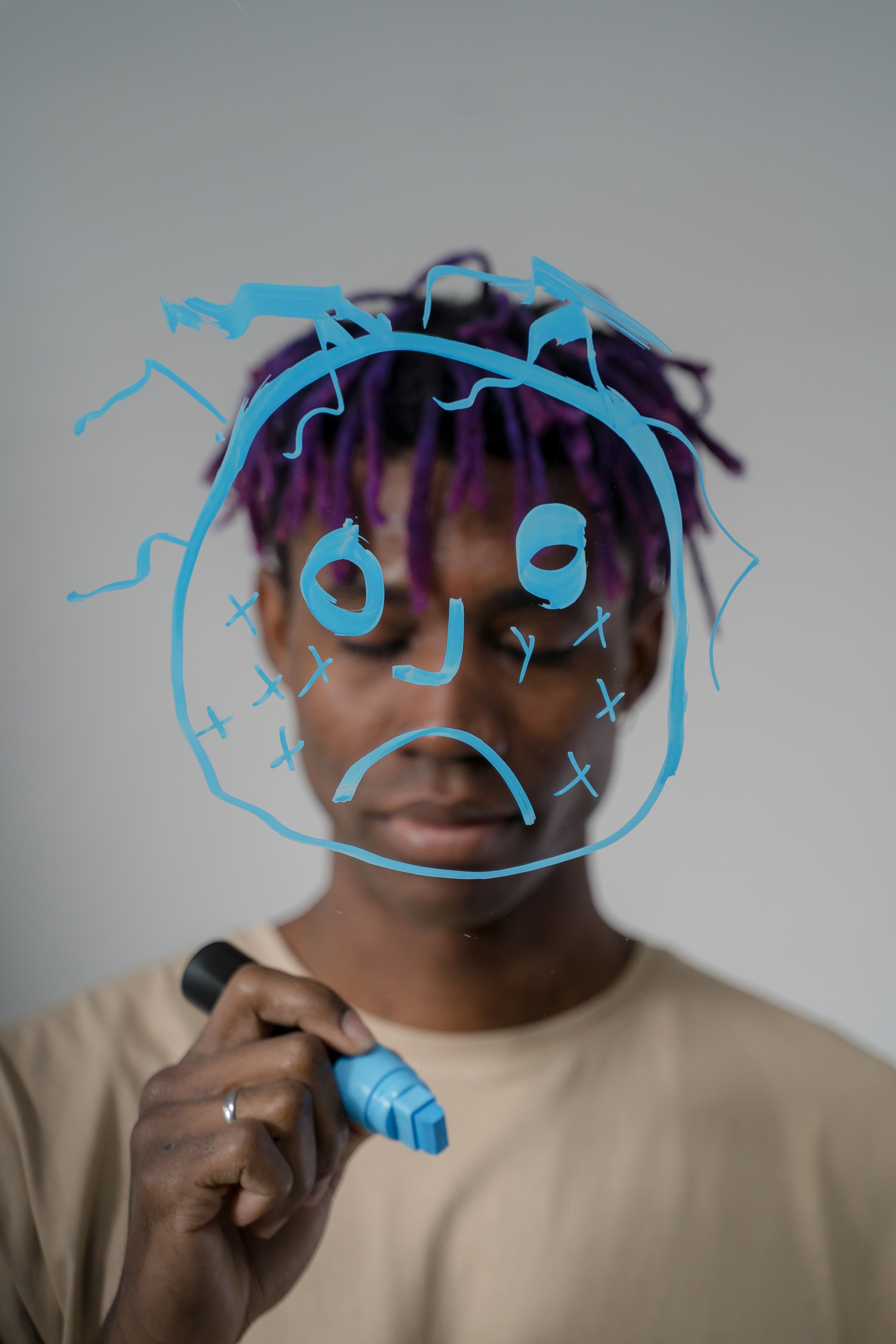 Young Man with Unhappy Face Drawing · Free Stock Photo
