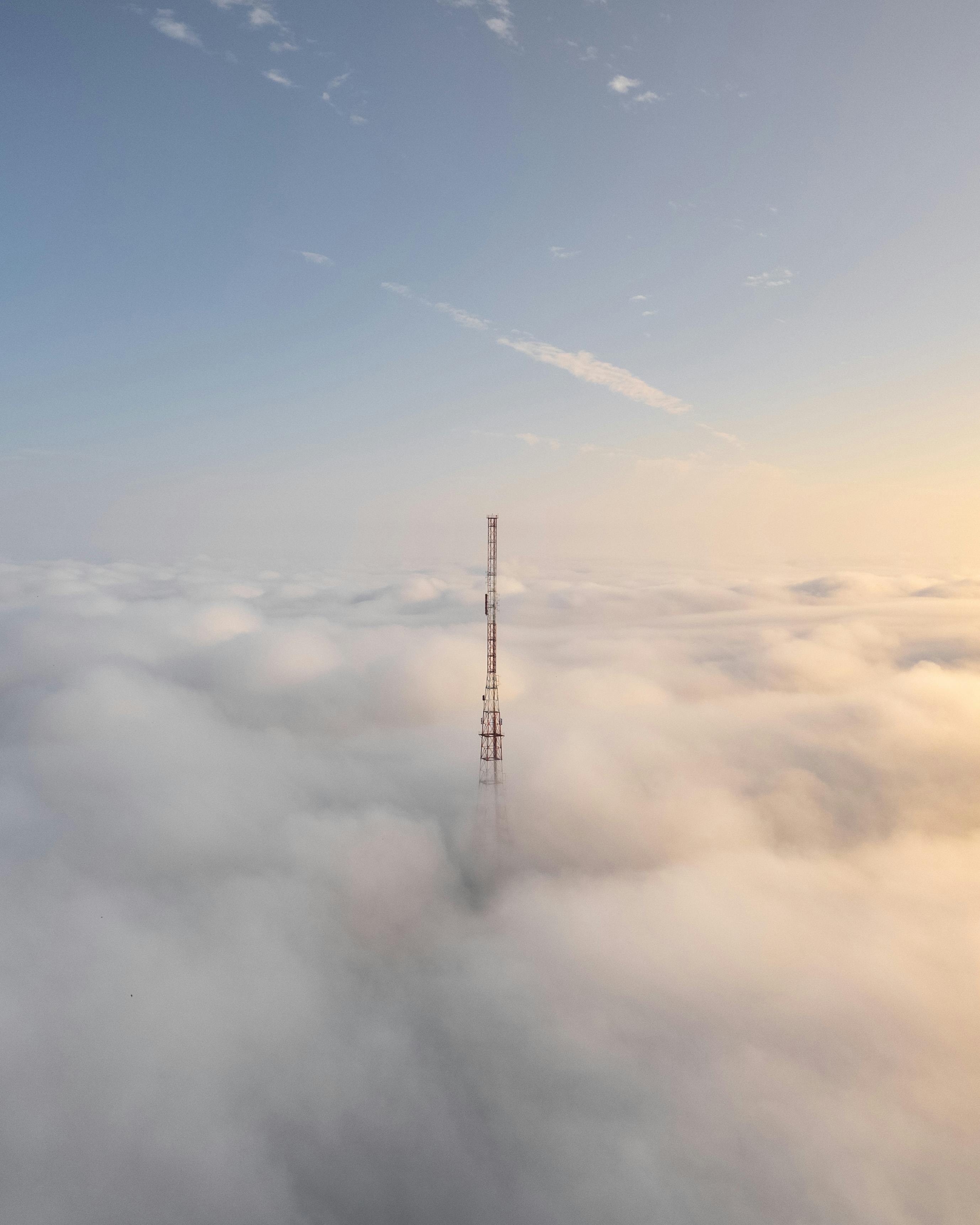 Air Broadcast Antenna Among White Clouds · Free Stock Photo